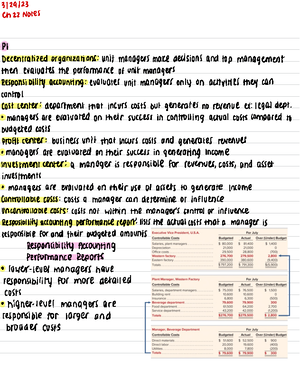 (Ch 21) Flexible Budgets and Standard Costs Notes - ACCT 202 - Studocu