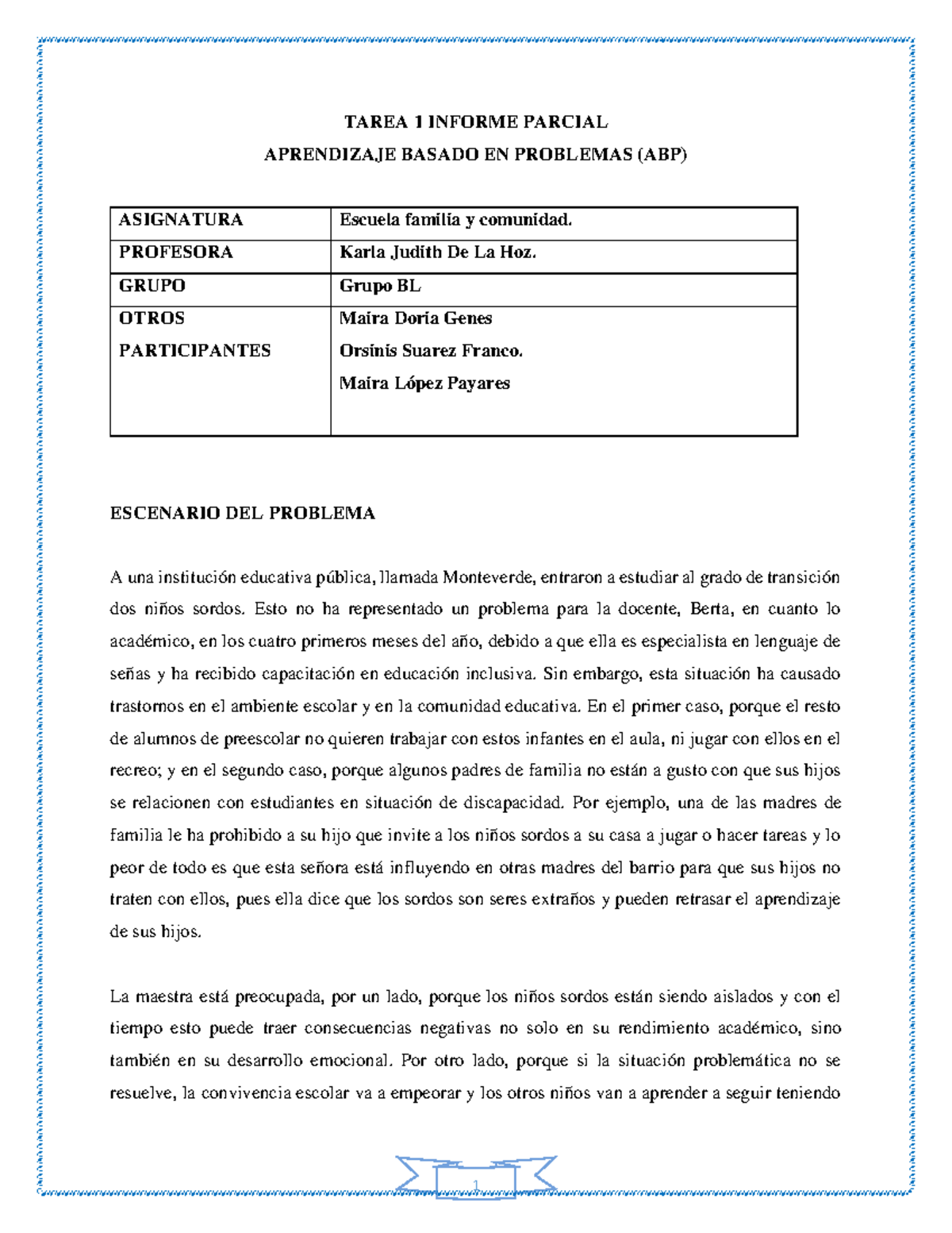 Tarea 1 Informe Parcial ABP - TAREA 1 INFORME PARCIAL APRENDIZAJE ...