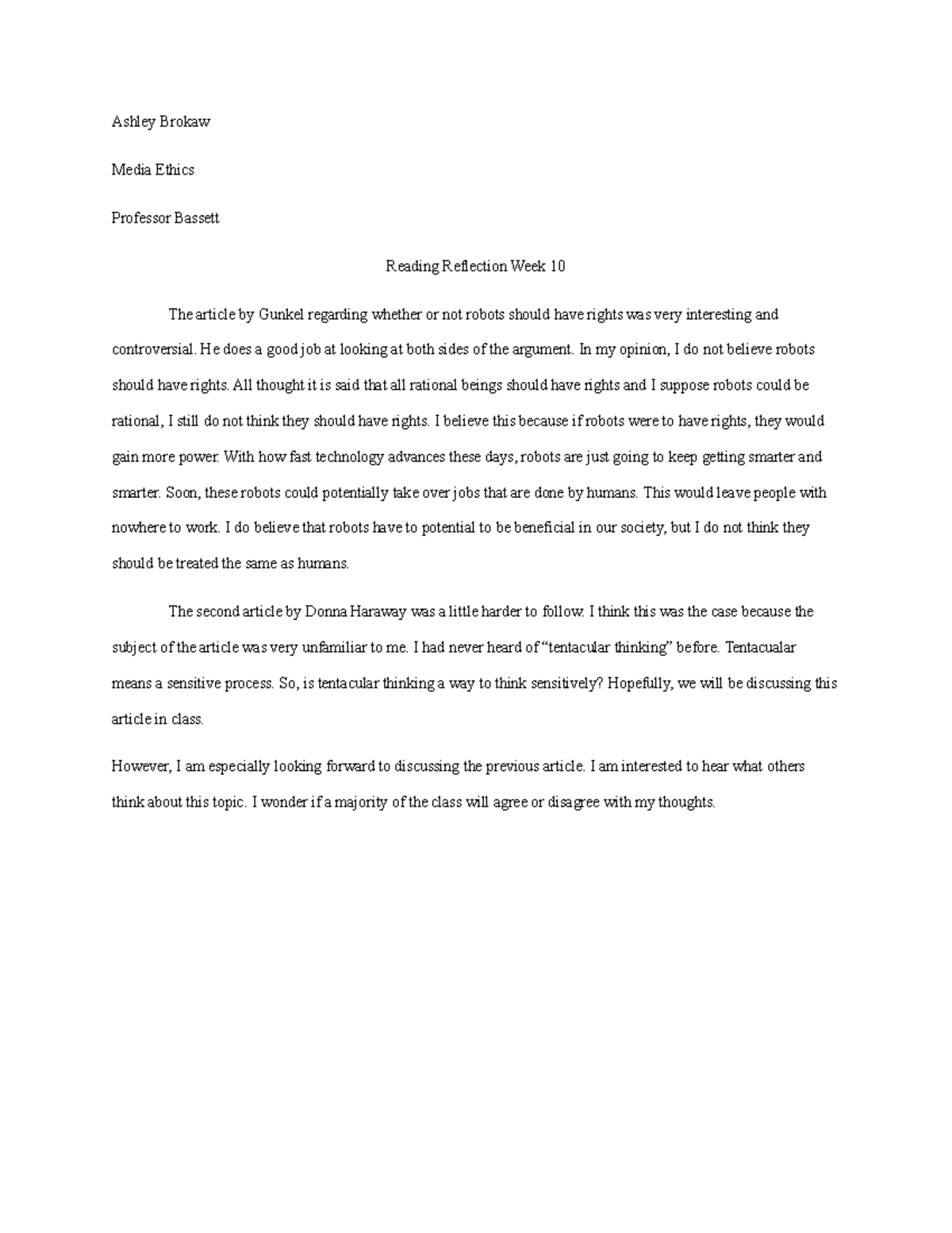 Reading ref week 10 - Ashley Brokaw Media Ethics Professor Bassett ...