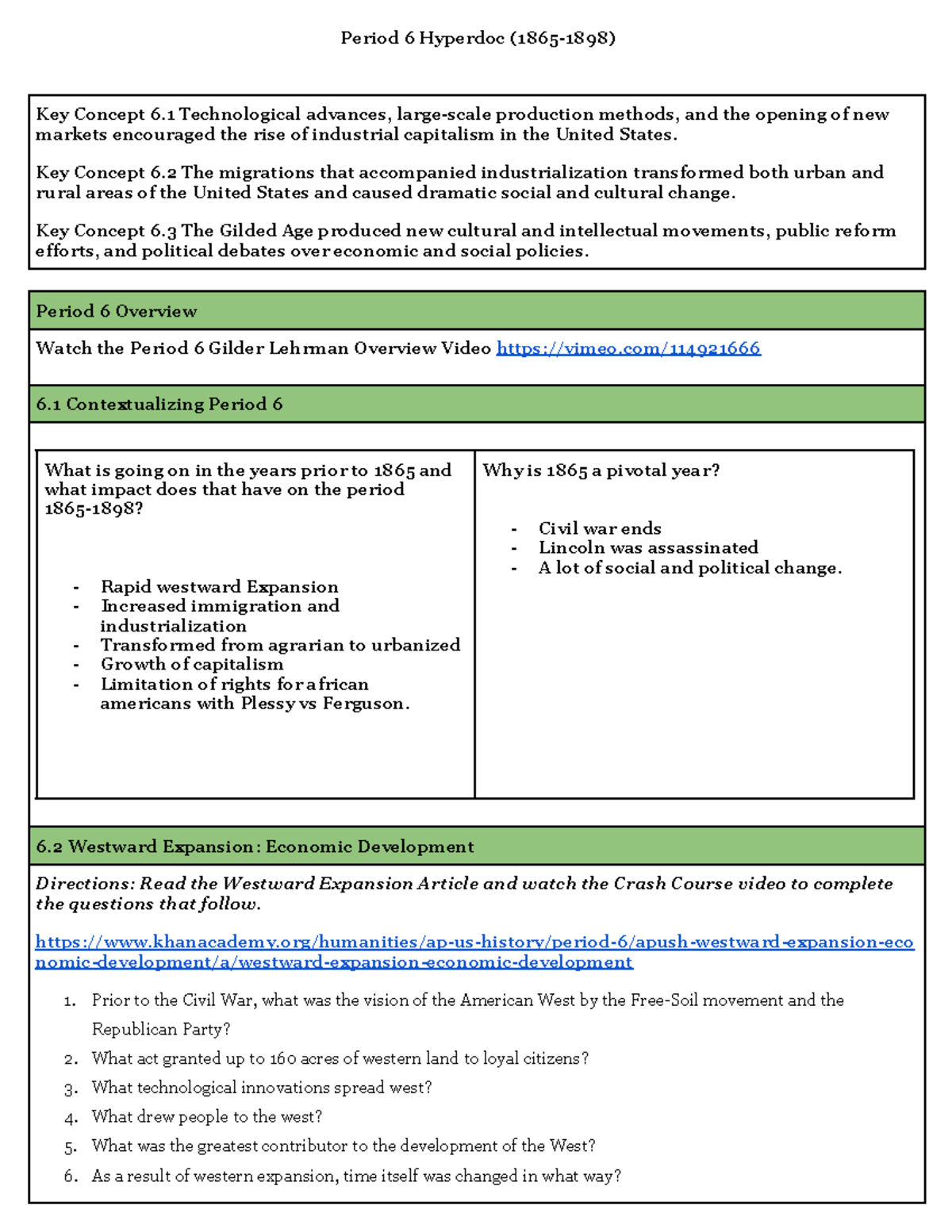 Period 6 Hyperdoc (1865-1898) - Period 6 Hyperdoc (1865-1898) Key ...