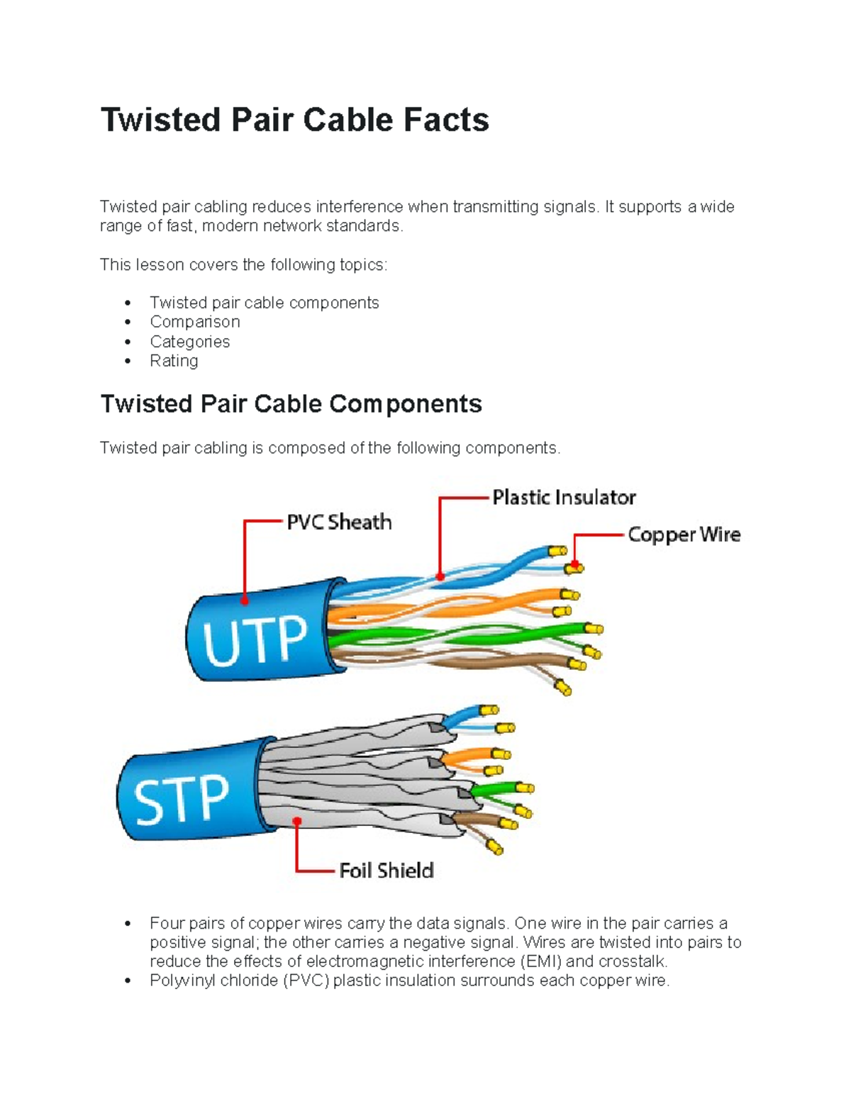 Twisted Pair Cable Facts - Twisted Pair Cable Facts Twisted pair ...