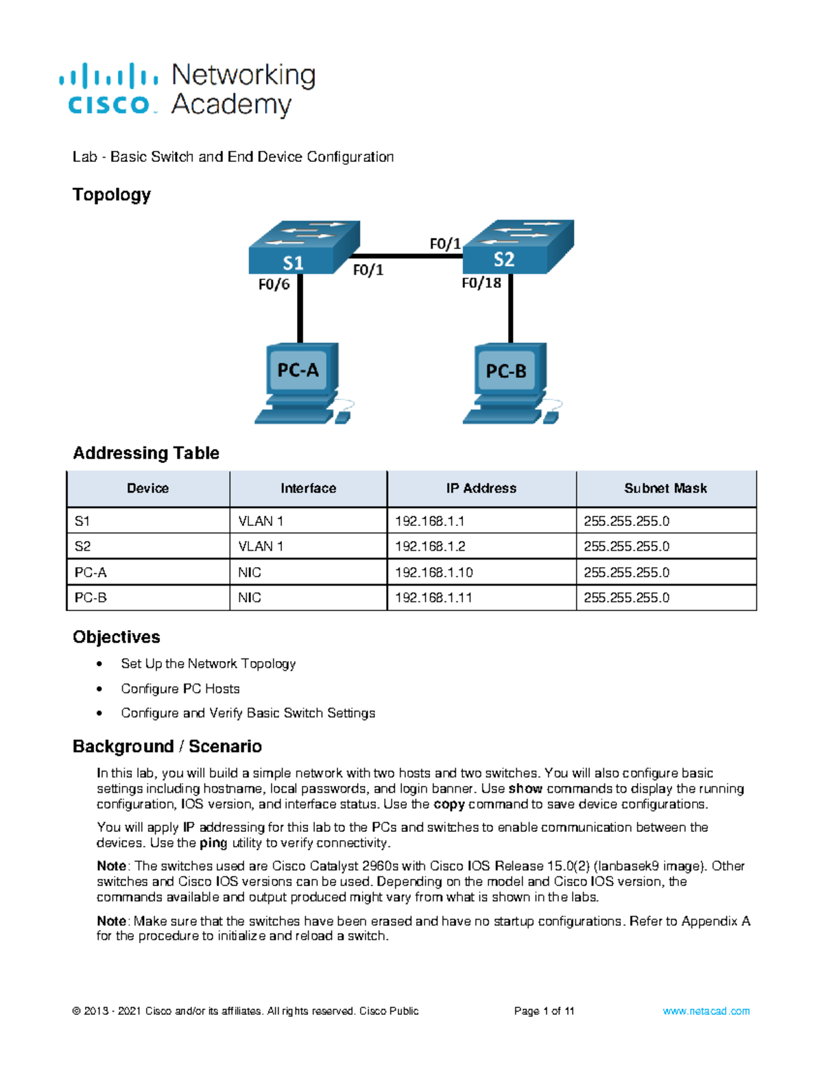 Diomel Pascual Basic Switch and End Device Configuration - Topology ...