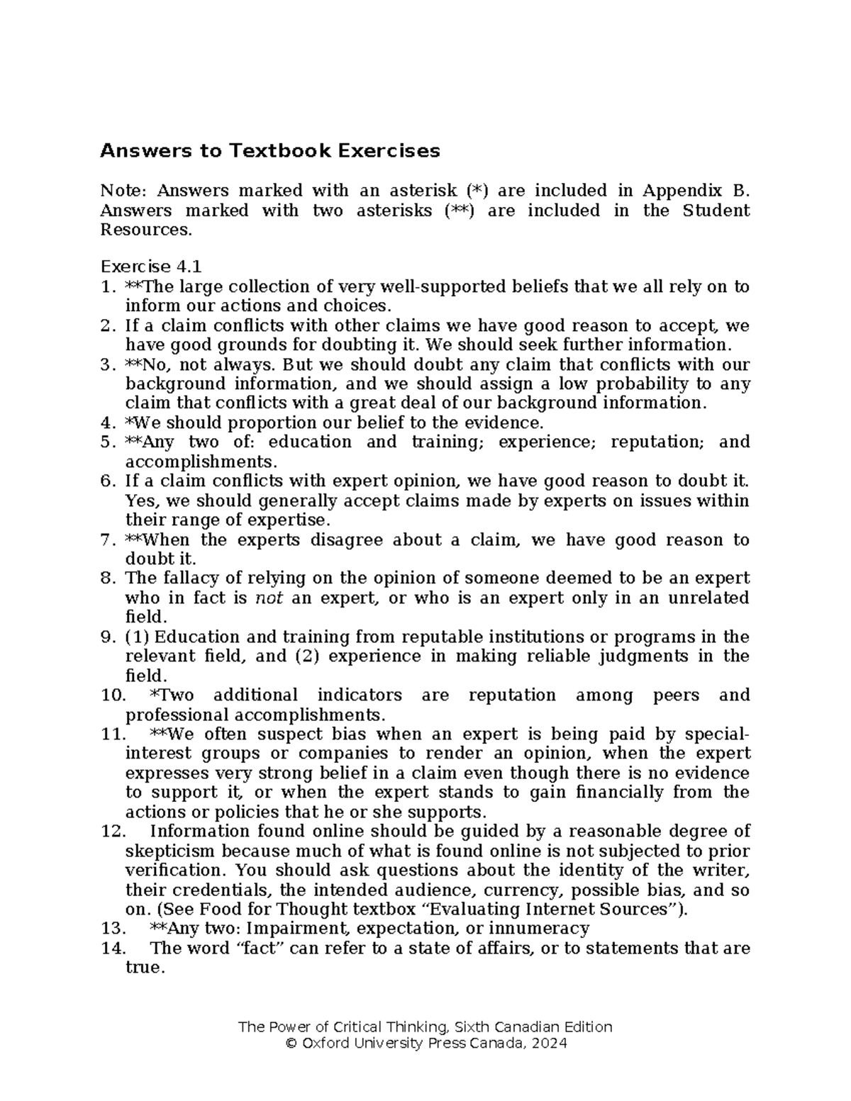 Chapter 04 - Answers to Textbook Exercises Note: Answers marked with an ...