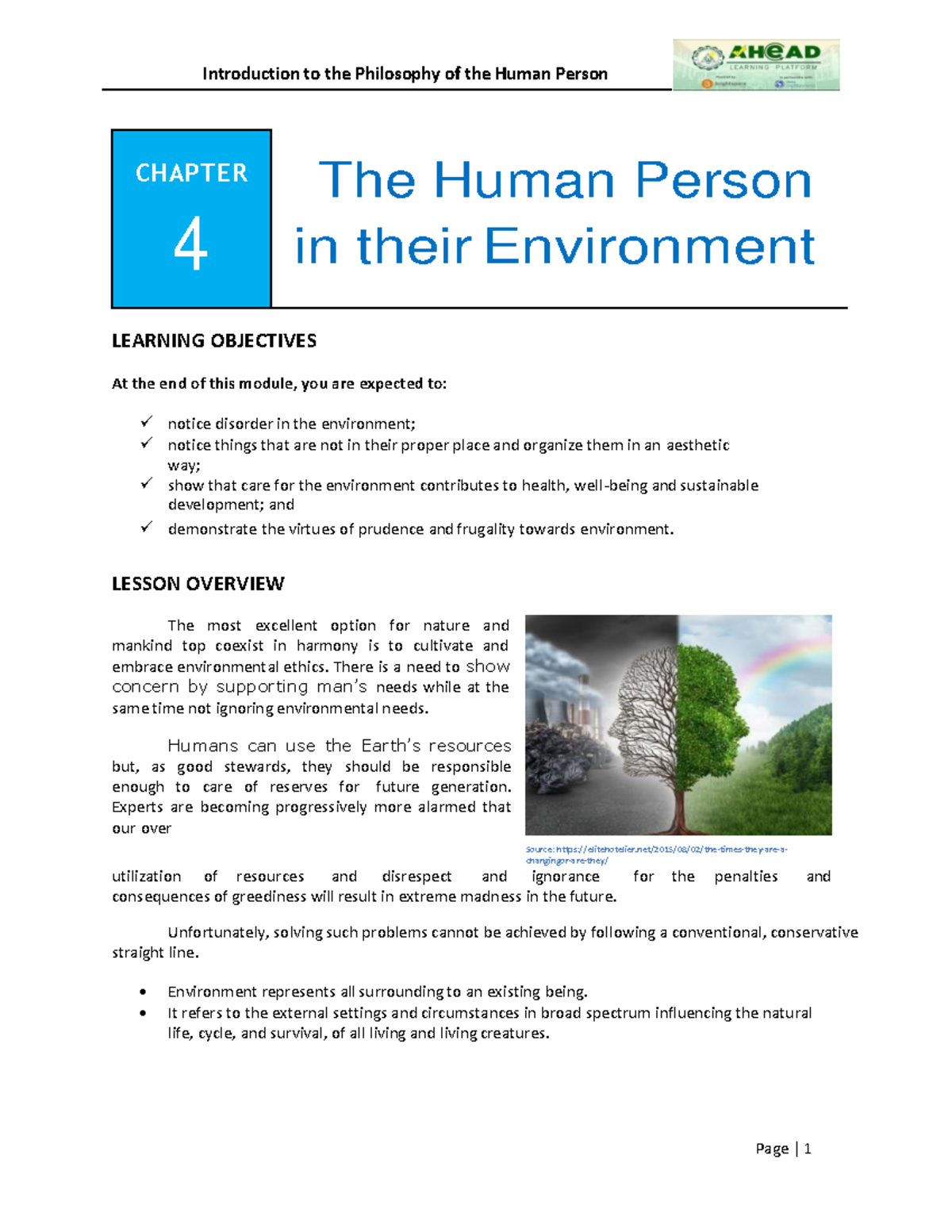 Module 4 Introduction to the Philosophy of the Human Person M - The ...