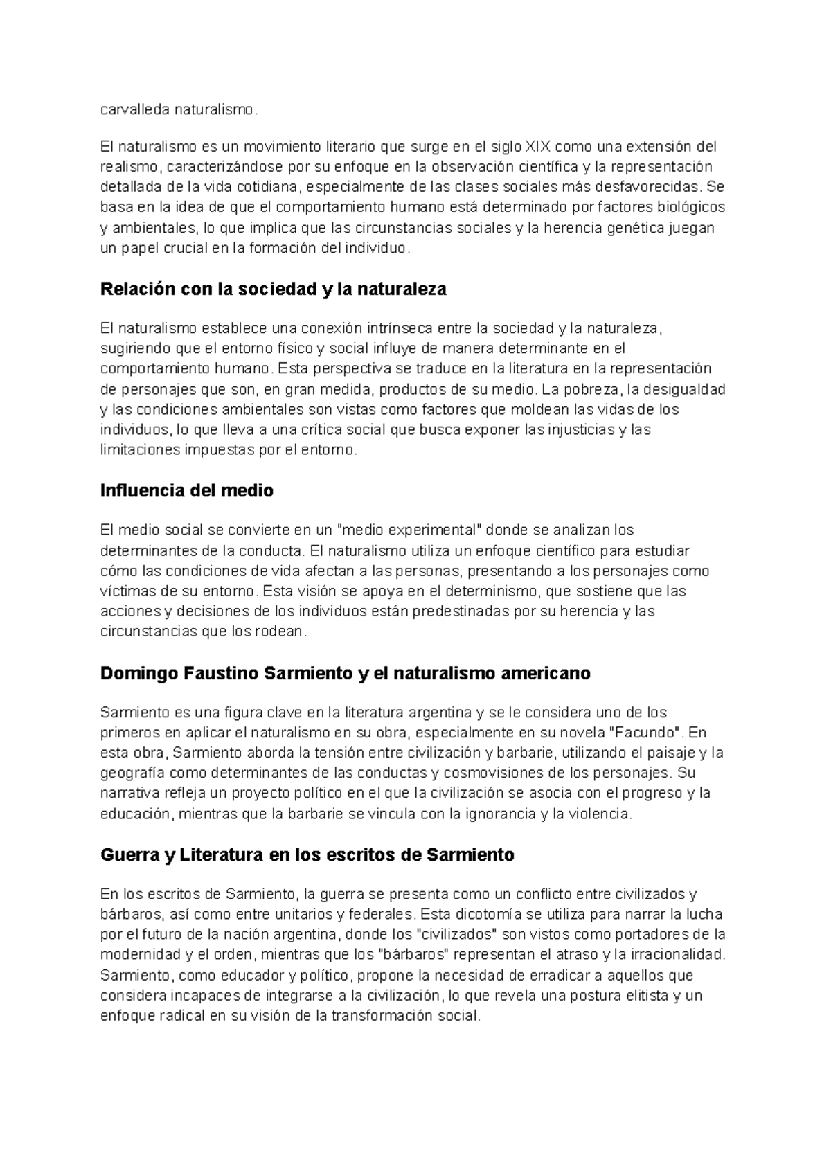 Carvalleda naturalismo - El naturalismo es un movimiento literario que ...