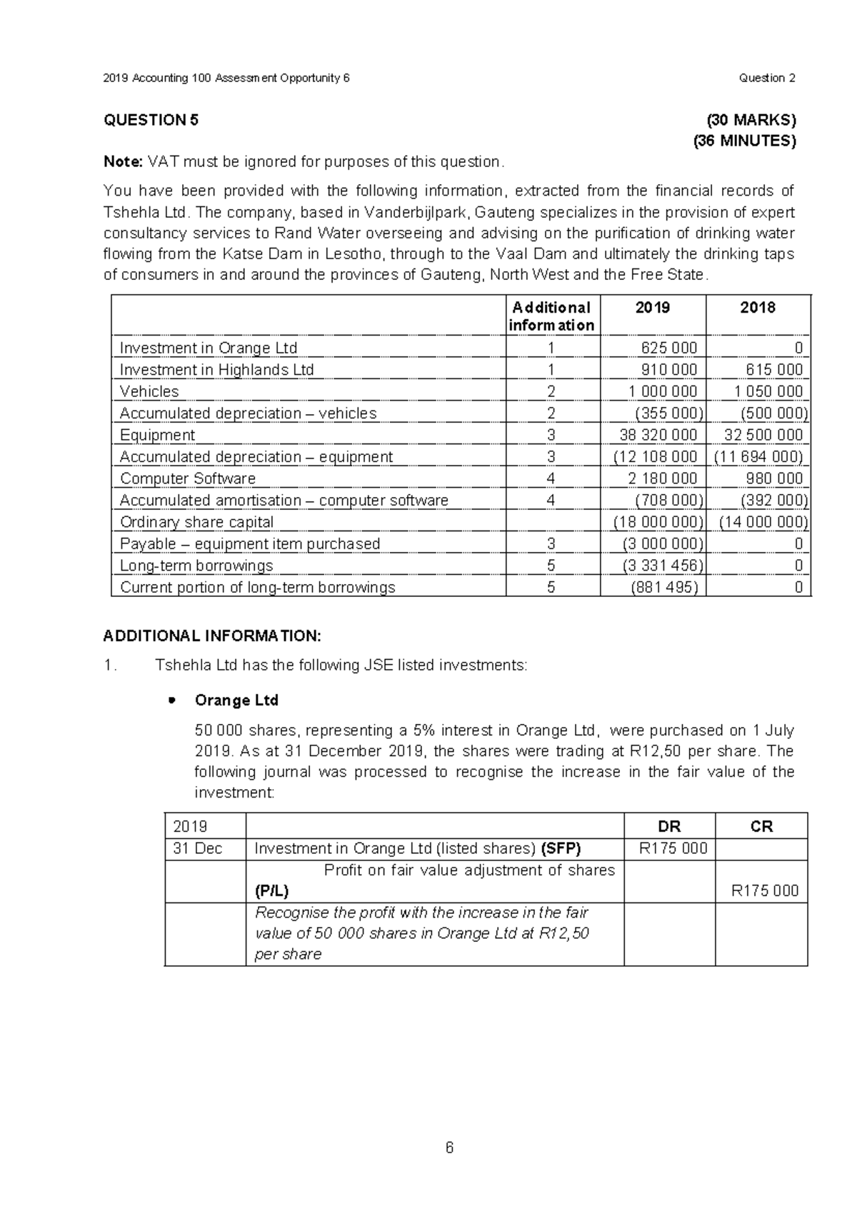 Chapter 21 QB Q5 Solution - QUESTION 5 (30 MARKS) (36 MINUTES) Note ...