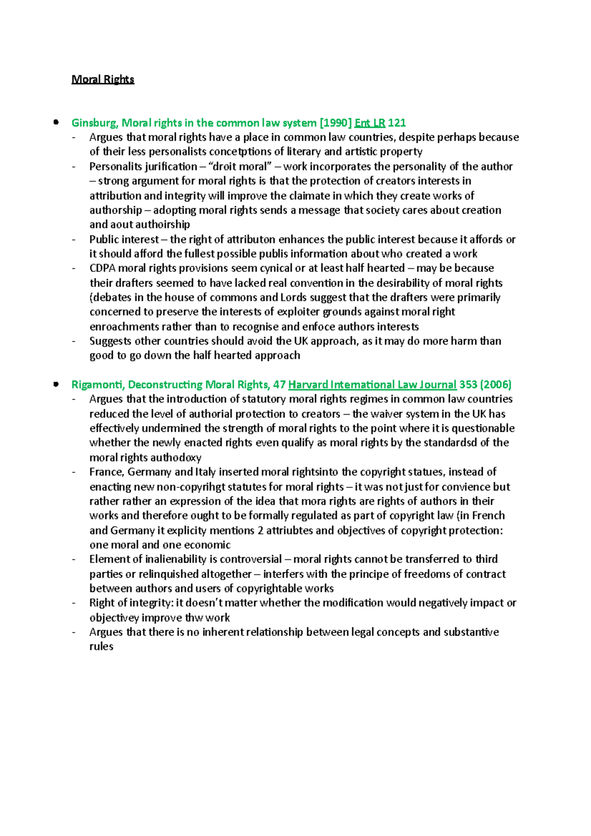 Reading Moral Rights - Moral Rights Ginsburg, Moral rights in the ...