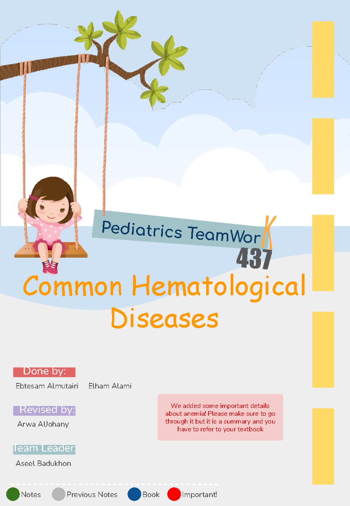 Common Hematological Diseases - Pediatrics TeamWor K 437 Common ...