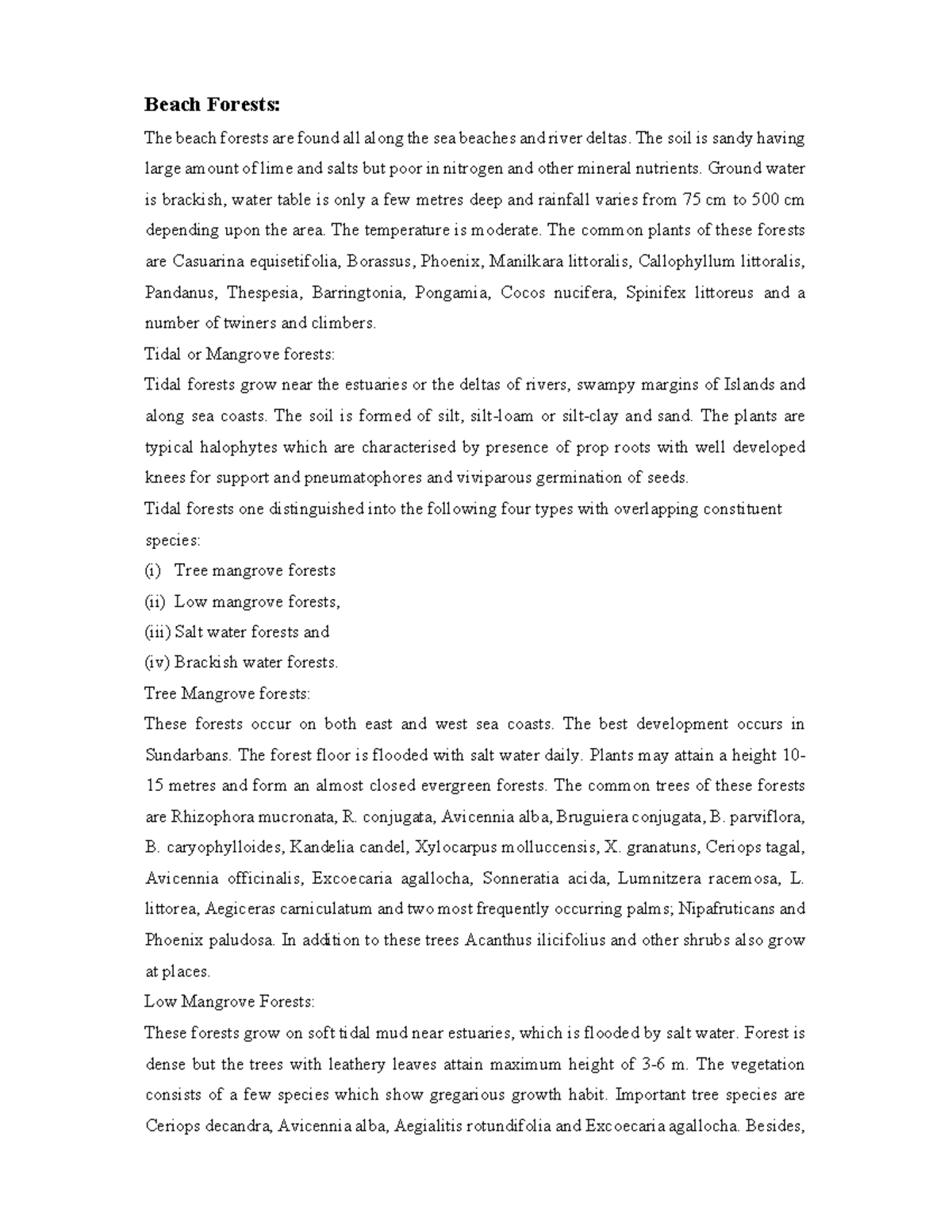 Ecology Botany 6th Sem part 2 - Beach Forests: The beach forests are ...