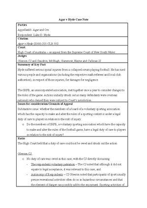 LLB 245 Revision - LLB 245 Progressive Revision Week 1 Sports Law as an ...