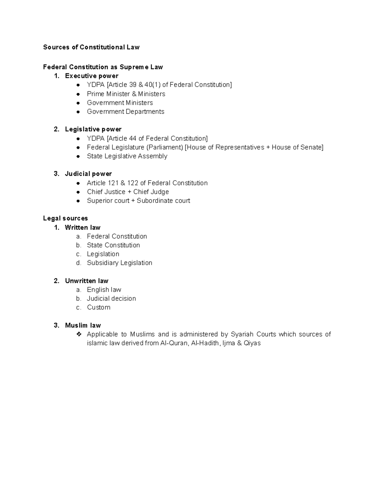Sources of Constitutional Law - Sources of Constitutional Law Federal ...