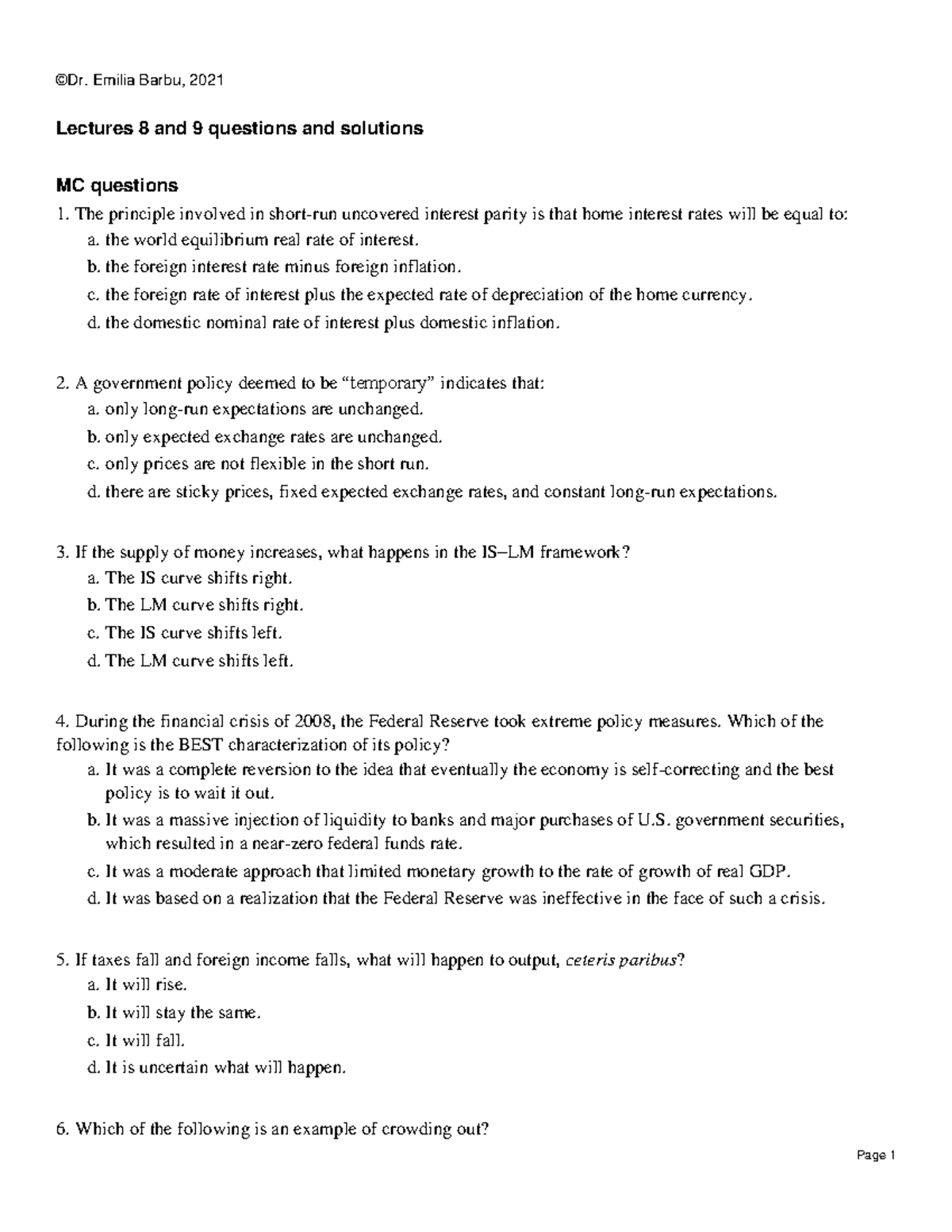 Modules 8 and 9 questions and solutions - Cecn 606 - Toronto Met - Studocu