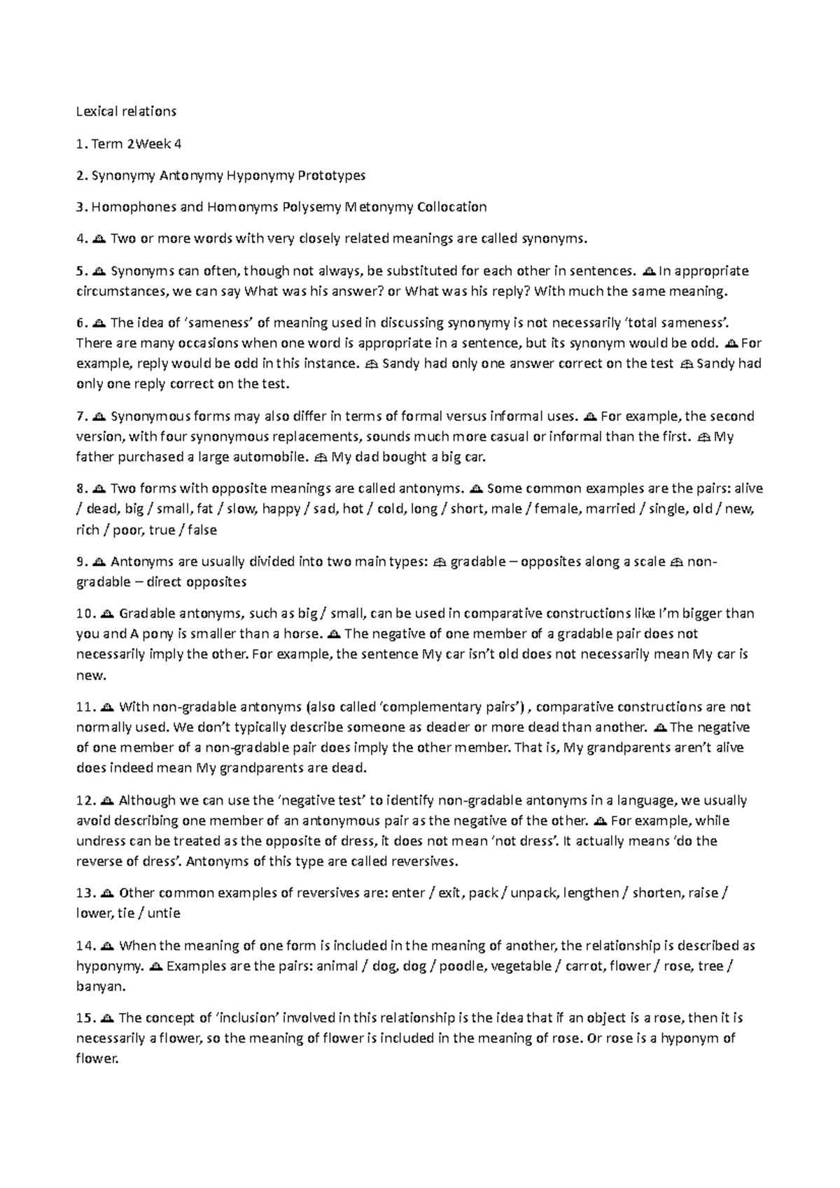 Lexical relations - Words that are closely related - Lexical relations ...