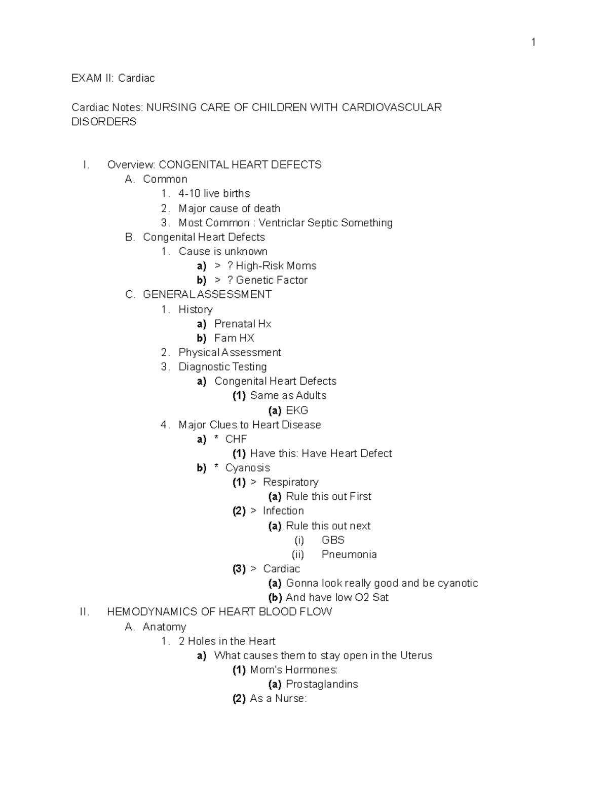 NUR 408 EXAM II Cardiac and Hemat - EXAM II: Cardiac Cardiac Notes ...