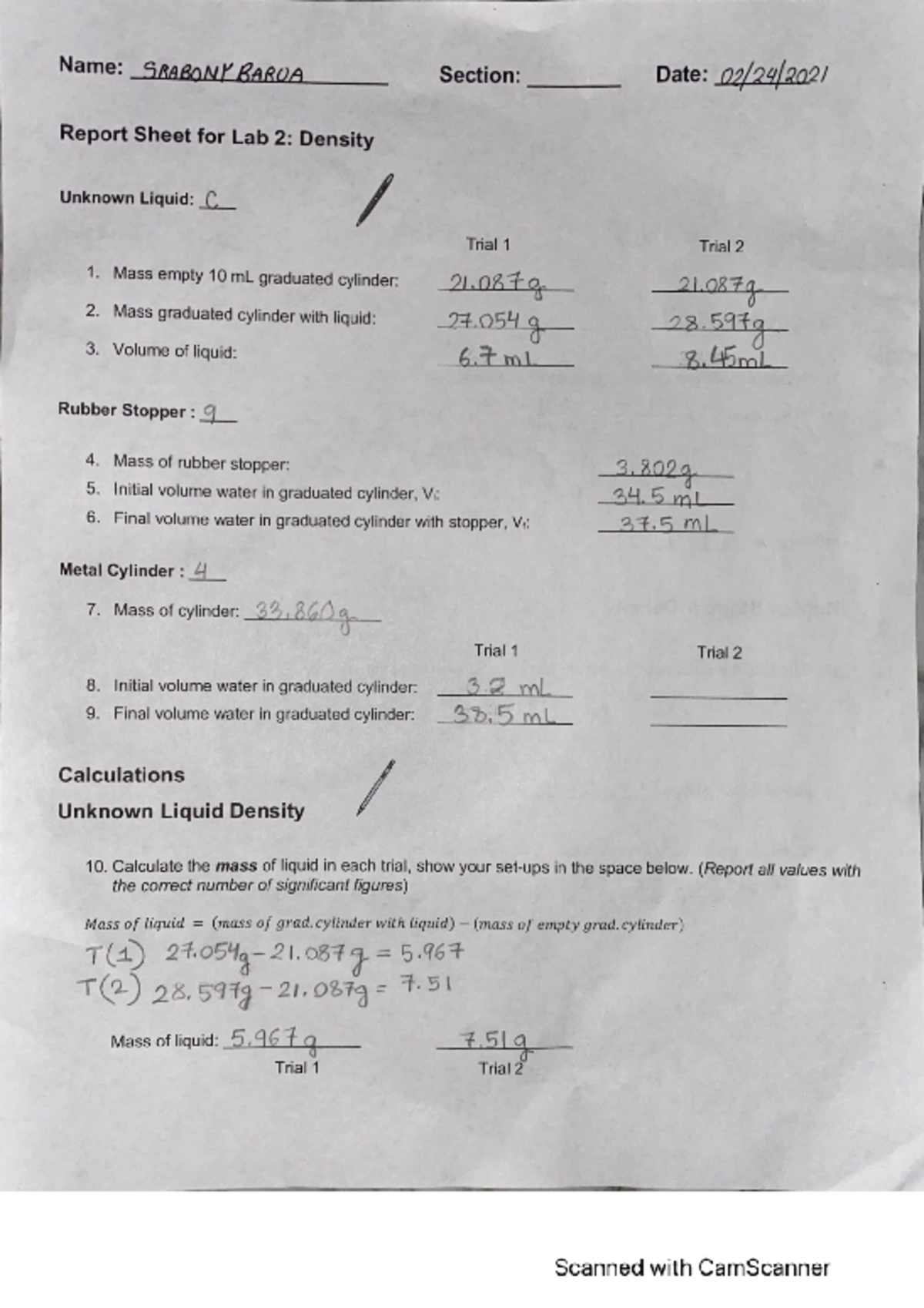Exp 2 lab report - Name: _SrRagoN BaRvA Section: Date: Report Sheet for ...