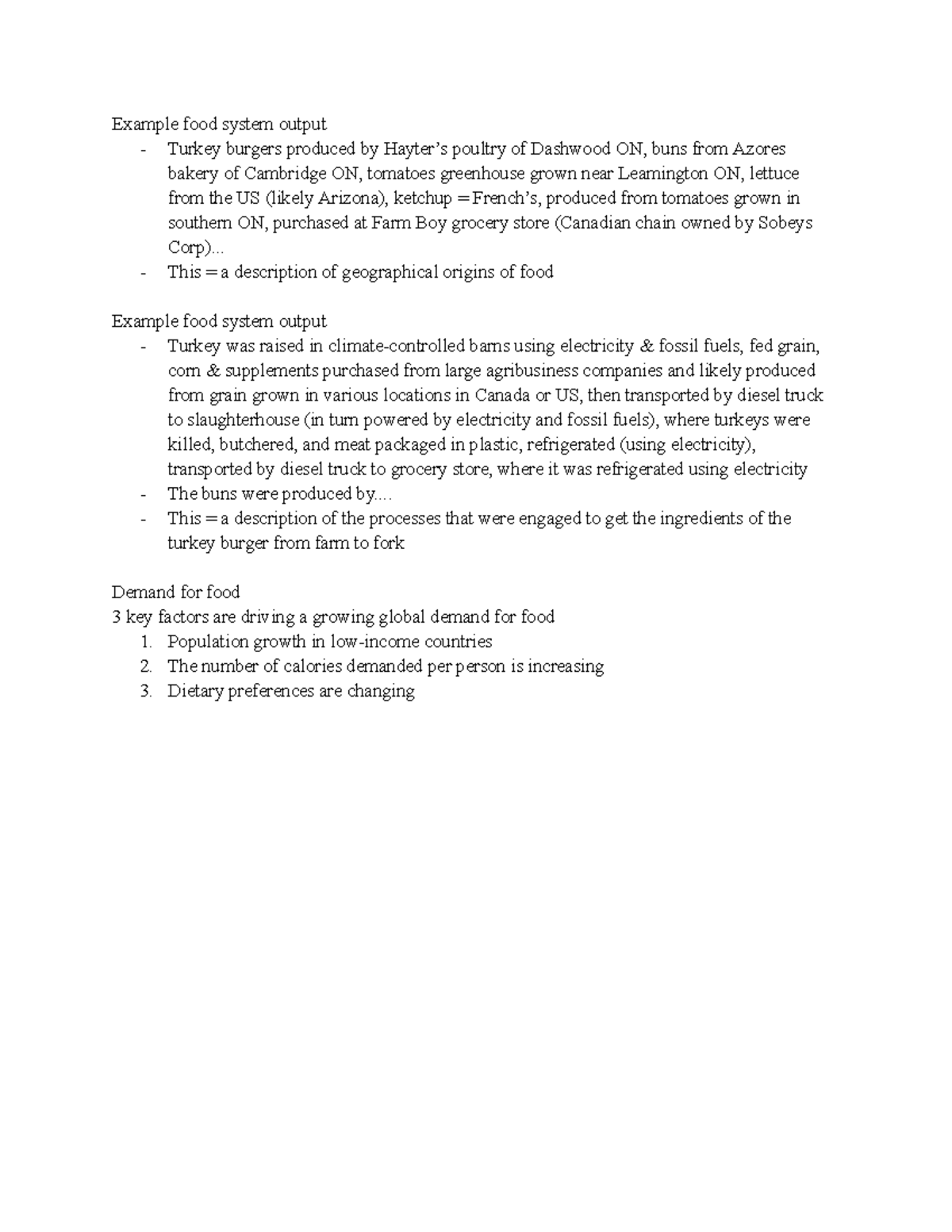 ES110 Food Examples - Example food system output - Turkey burgers ...