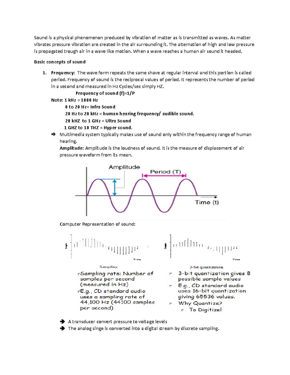 Chapter 2 - multimedia note unit 2 - Sound is a physical phenomenon ...