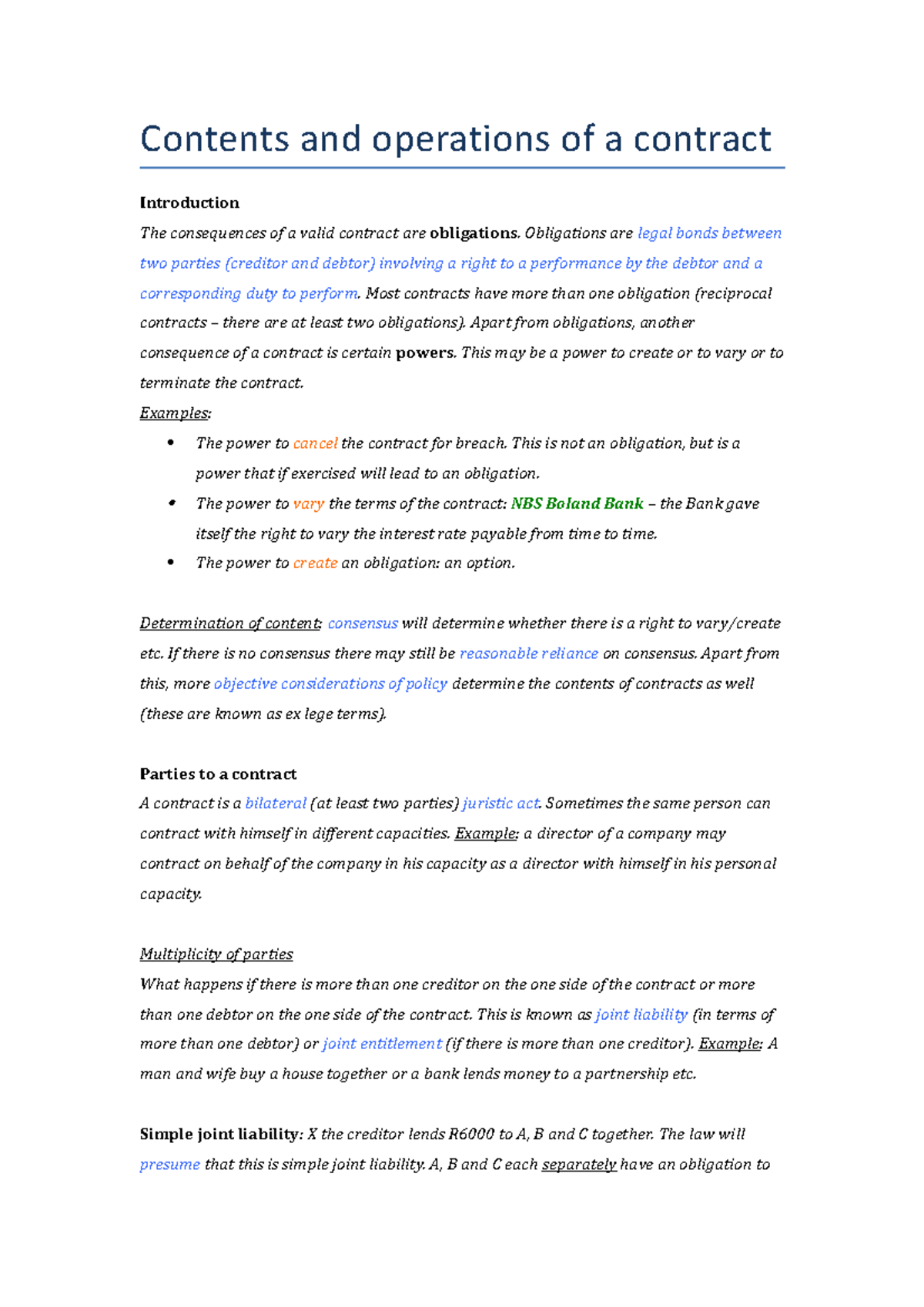 3. Contents and operations of a contract - Contents and operations of a ...