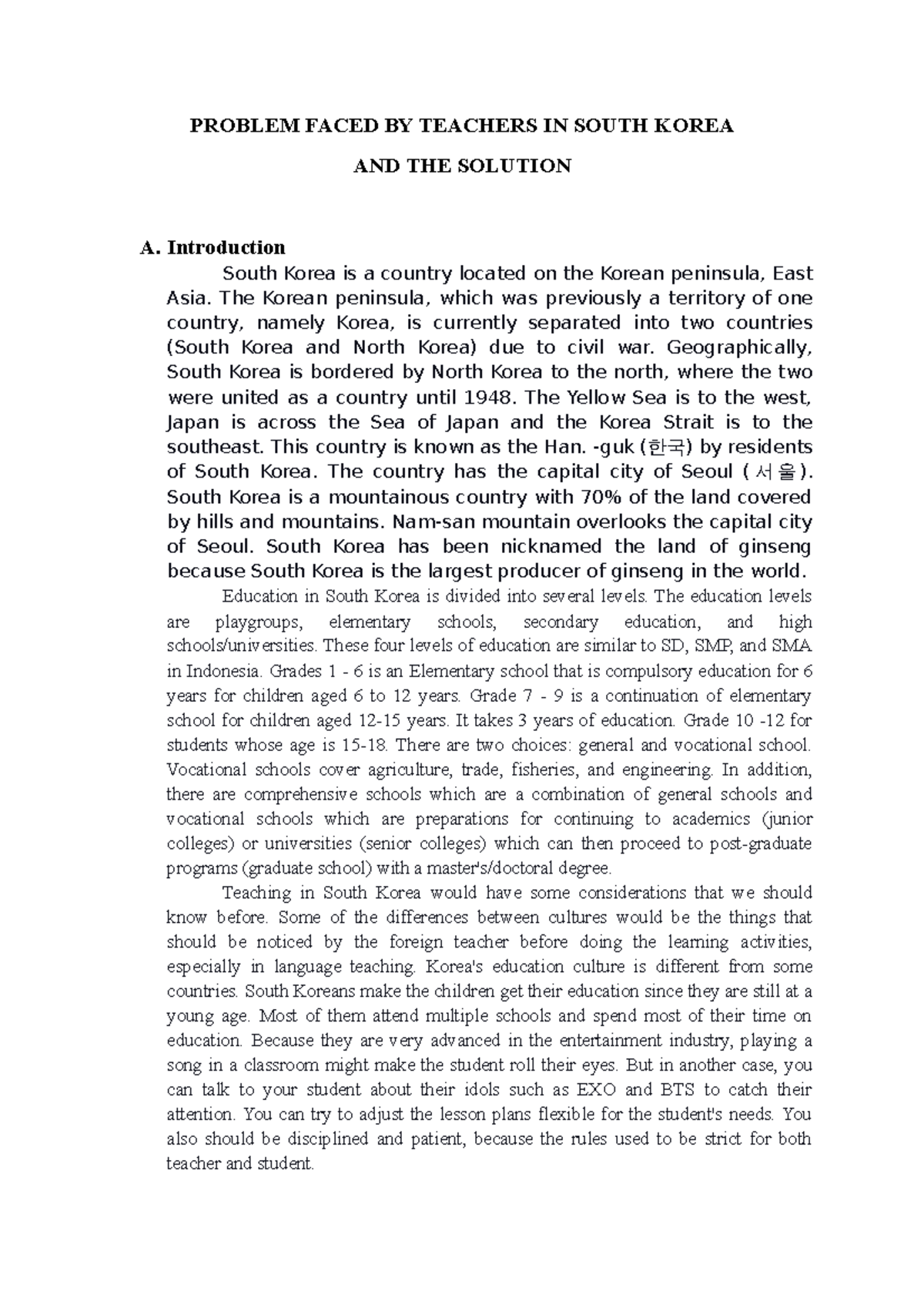 Problem Faced BY Teachers IN South Korea - PROBLEM FACED BY TEACHERS IN ...