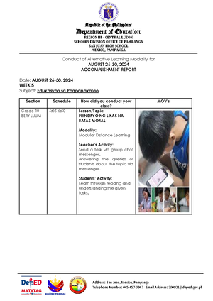 ESP WEEK3 - ACCOMPLISHMENT REPORT - Republic of the Philippines ...