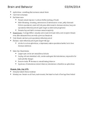 Brain and Behaviour 3 - Notes on lectures - Evolutionary Neuroscience ...