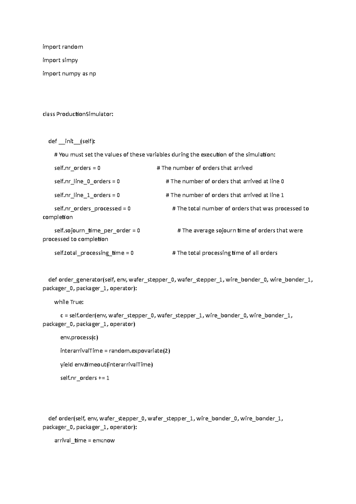 SIM Exercise 1 - import random import simpy import numpy as np class ...