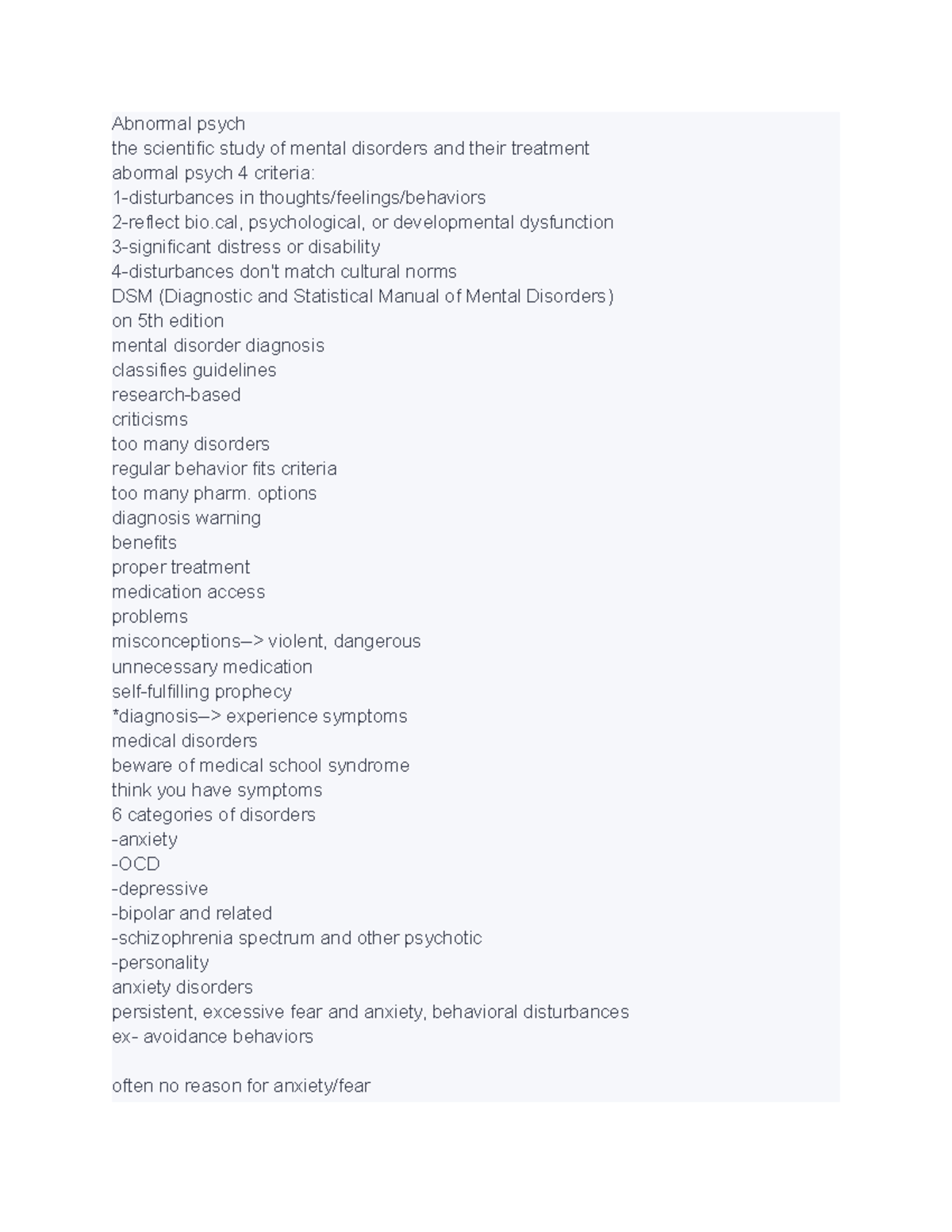 Abnormal psych - vocab - Abnormal psych the scientific study of mental ...