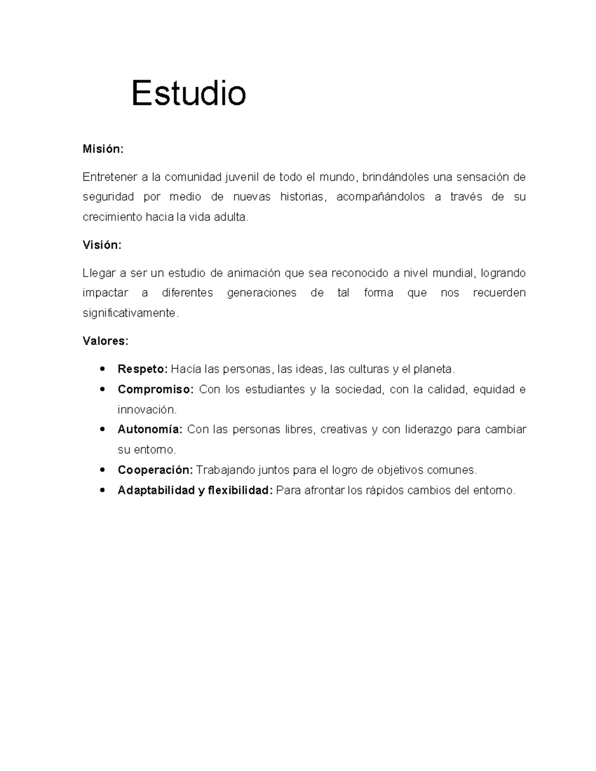 Estudio de animación 1 - diseño inicial de una empresa de animacion ...