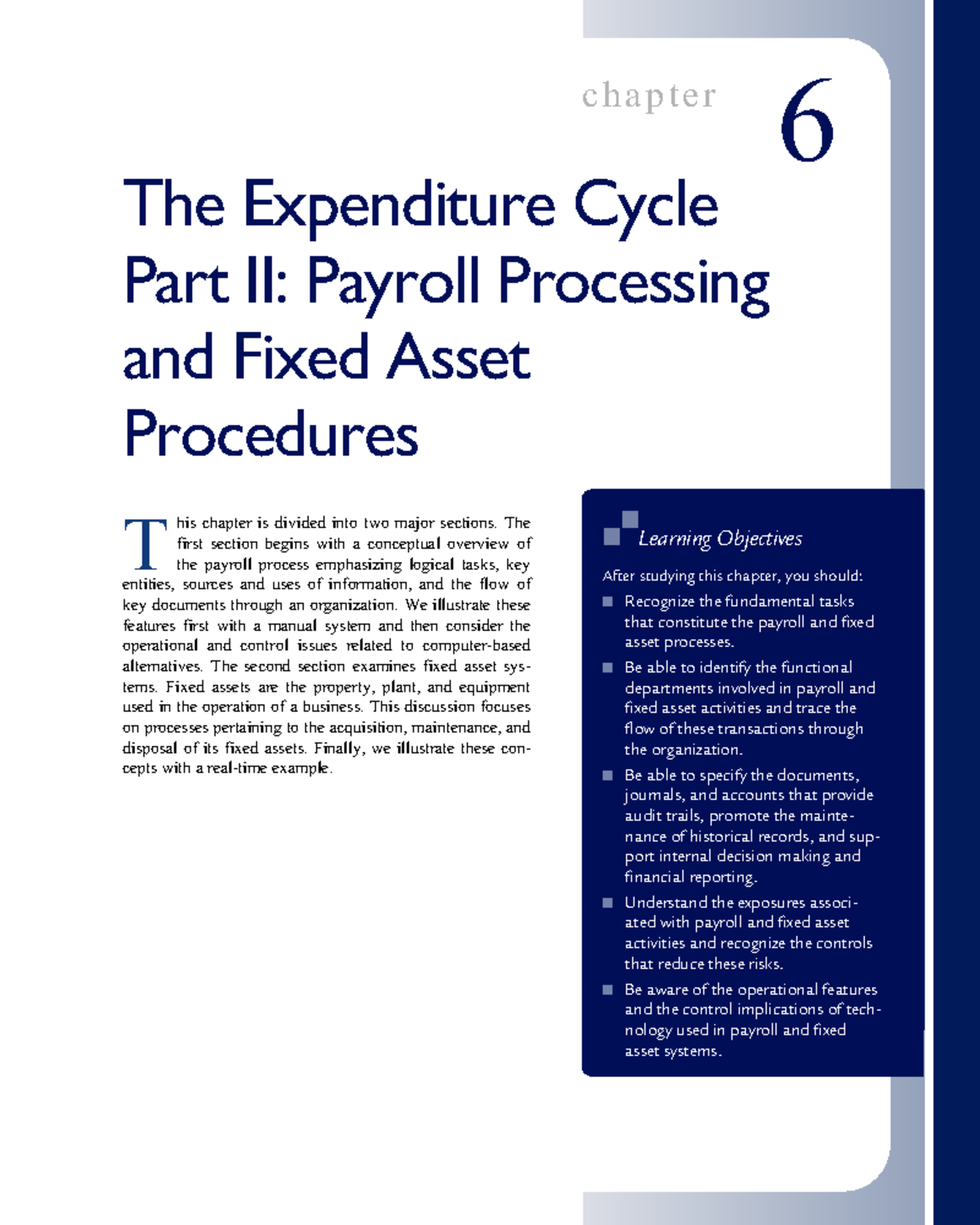 The Expenditure Cycle II - c h a p t e r 6 The Expenditure Cycle Part II: Payroll Processing and ...