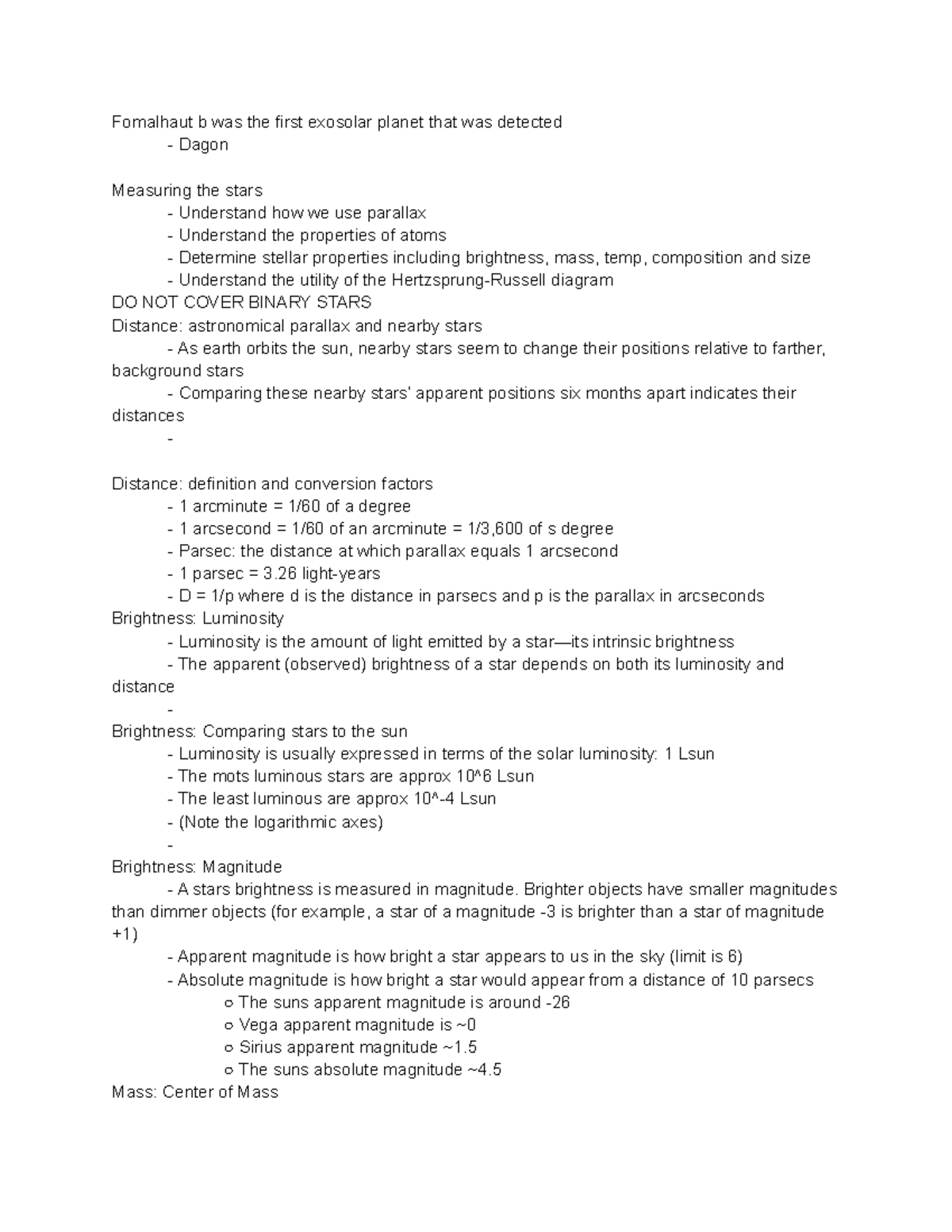 ASTR 100 ch 10 Notes - Fomalhaut b was the first exosolar planet that ...