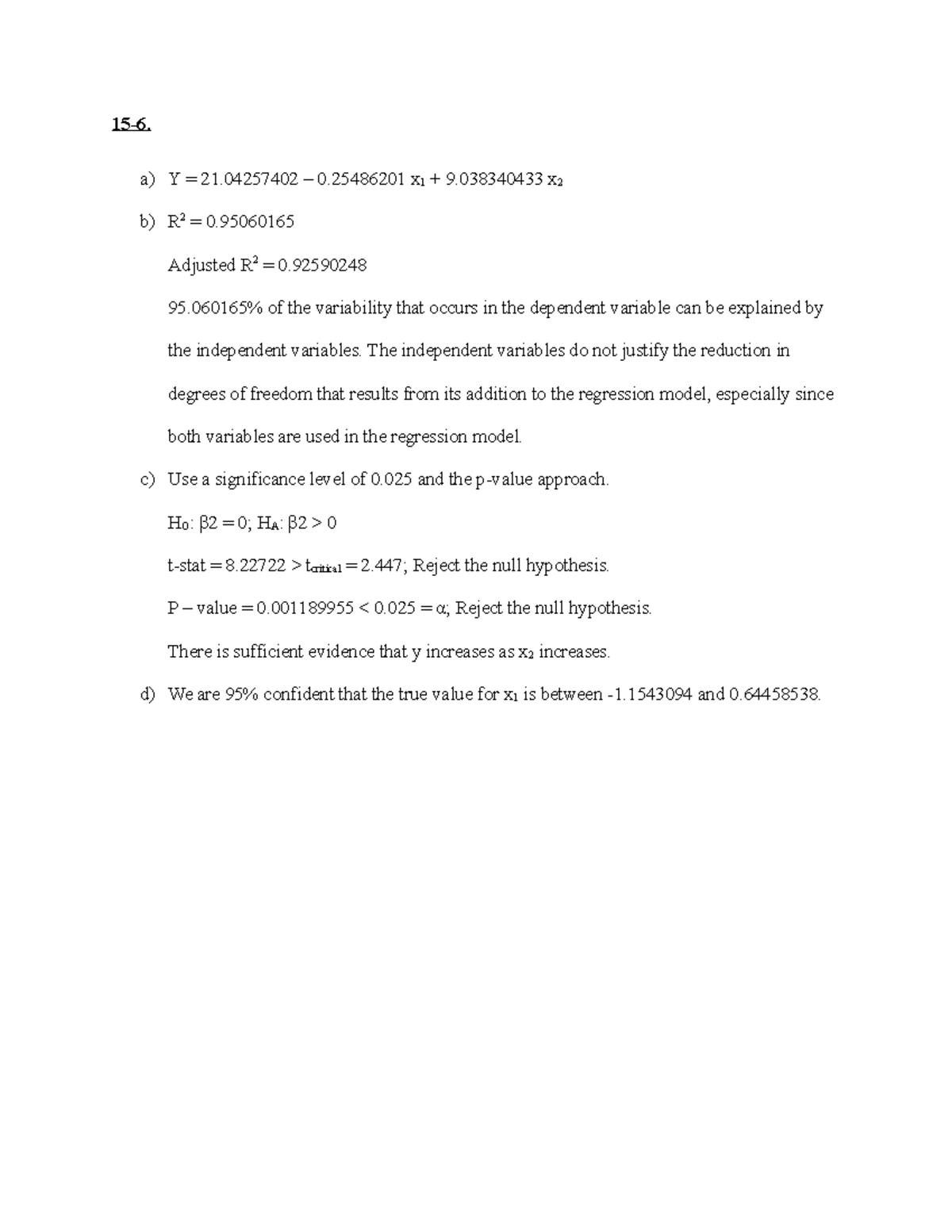 10-2 Homework - Textbook Assignments Multiple Regression and Model ...
