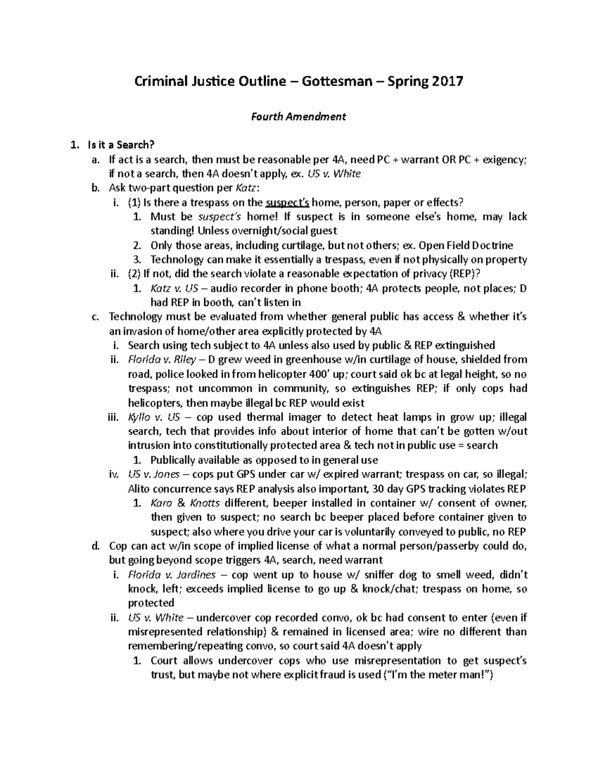 Gottesman Crim Justice Spring 2017 - Criminal Justice Outline ...