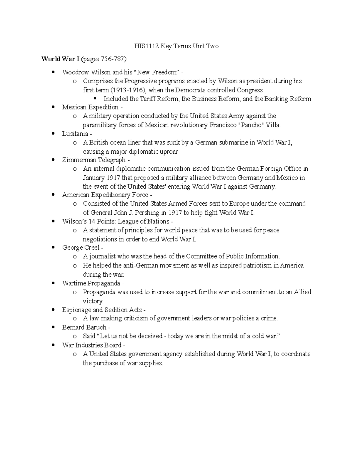 HIS1112 Key Terms Unit Two (Part 3) - HIS1112 Key Terms Unit Two World ...