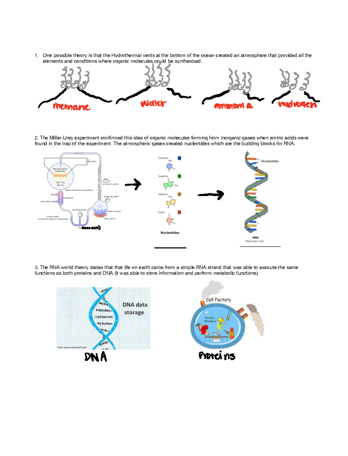 Visual representation of origin of life - 1. One possible theory is ...