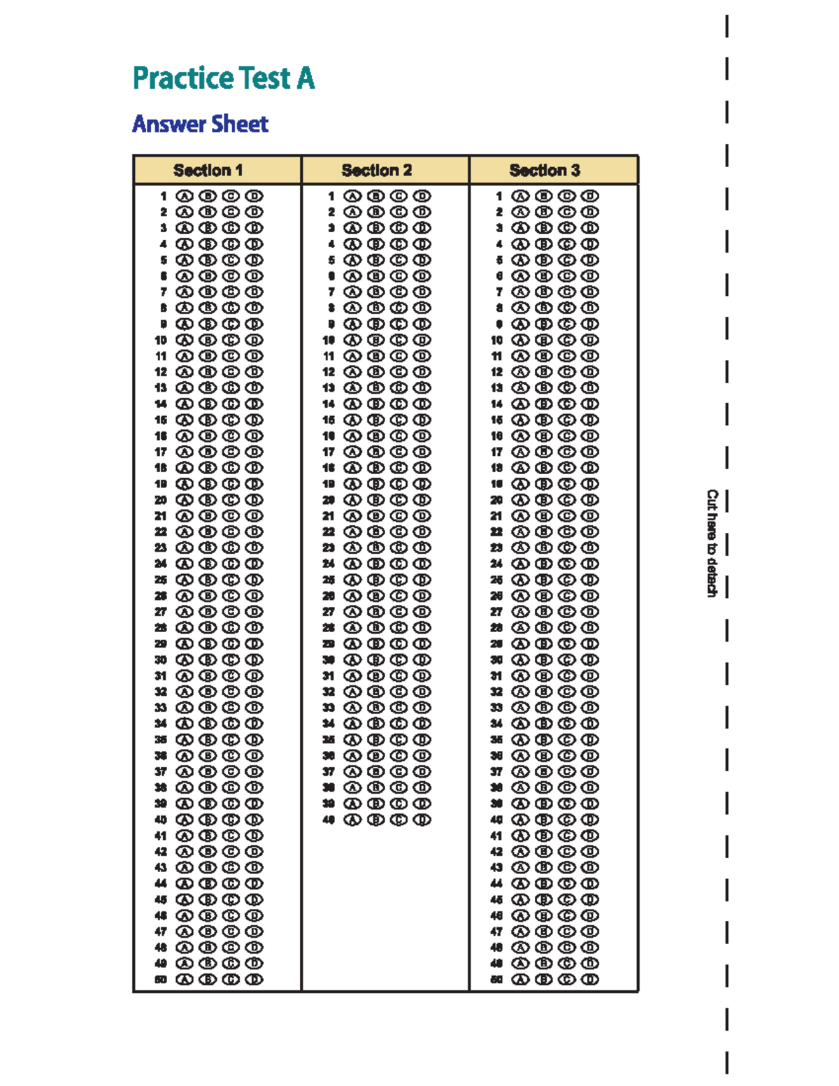 Examen realizado - Practice Test A Answer Sheet Section 3 Section 2 ...