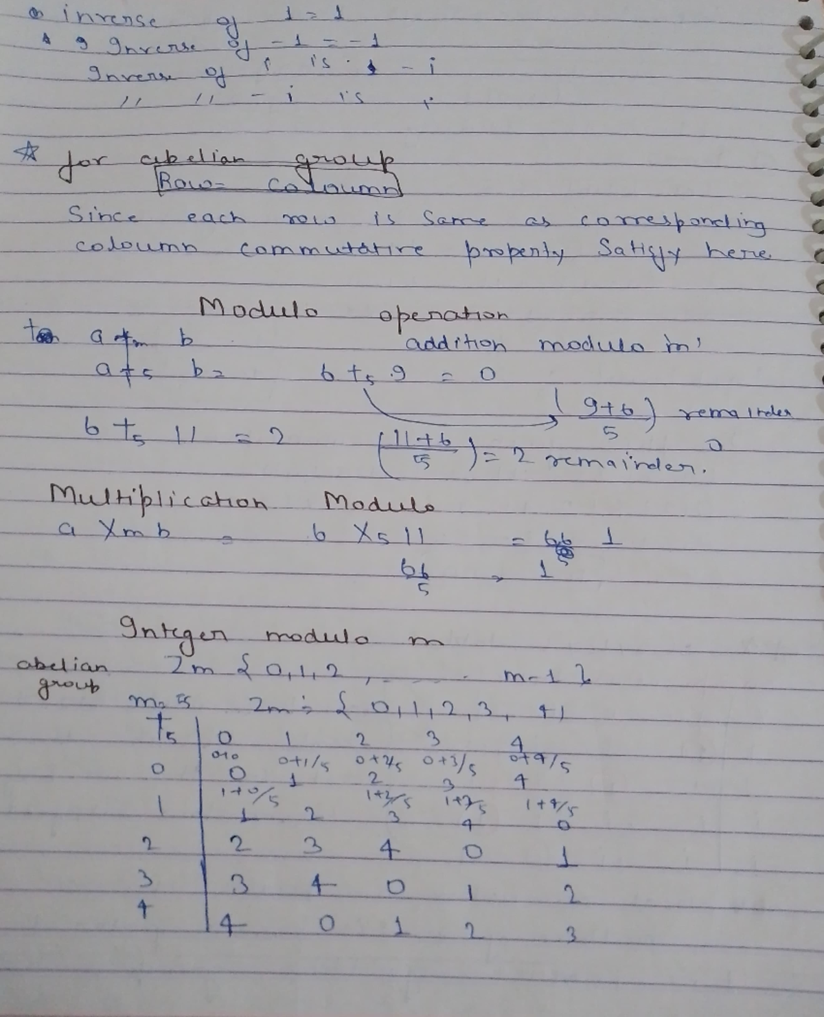 Modulo Operation Lecture Notes Matheamtics Inrnse Since Colomn B