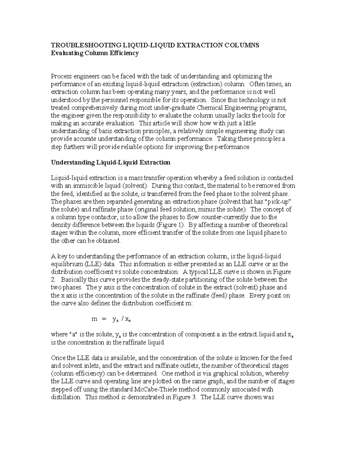 Troubleshooting LLE Collumns - TROUBLESHOOTING LIQUID-LIQUID EXTRACTION ...