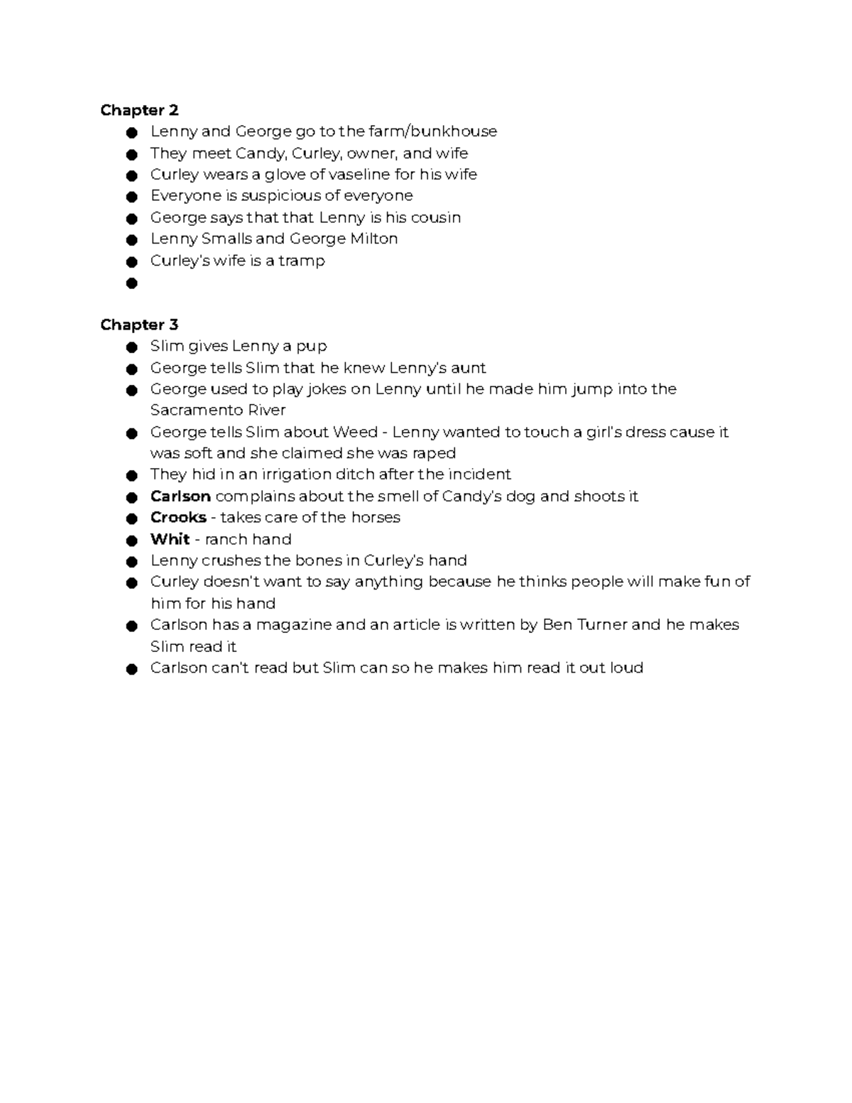 Of Mice and Men Notes - Of MIce and men - Chapter 2 Lenny and George go ...