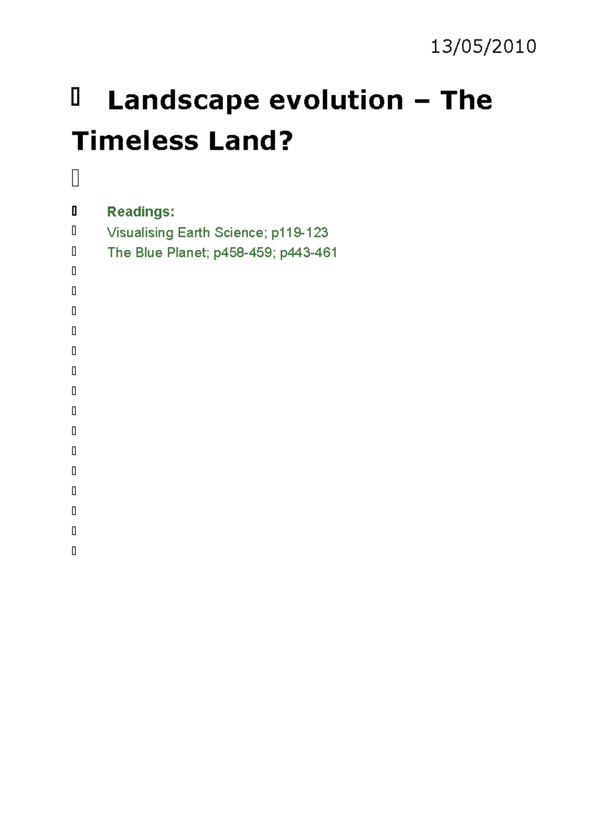 Lecture notes, lecture Landscape evolution - Comprehensive study notes ...