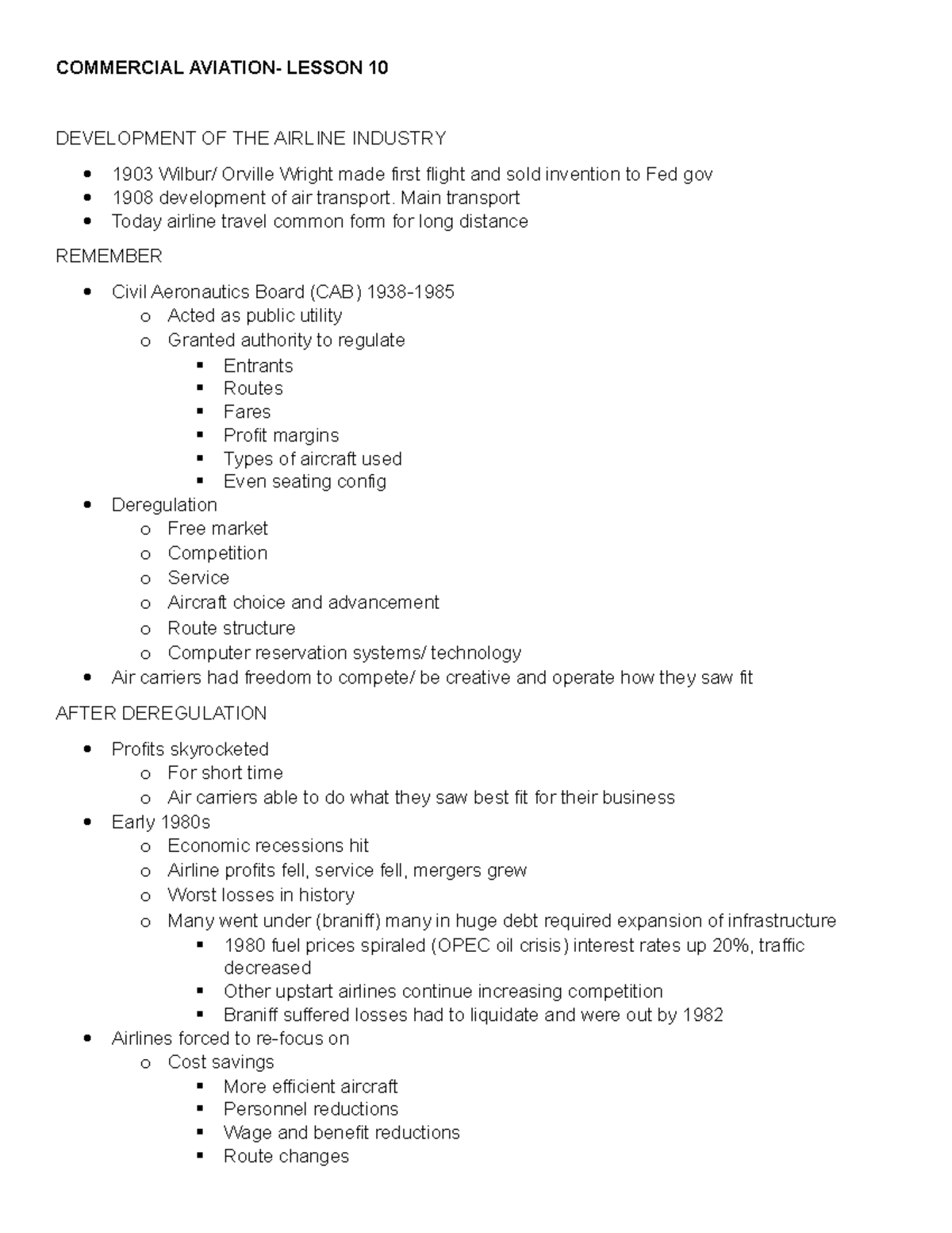 Commercial Aviation Notes - COMMERCIAL AVIATION- LESSON 10 DEVELOPMENT ...