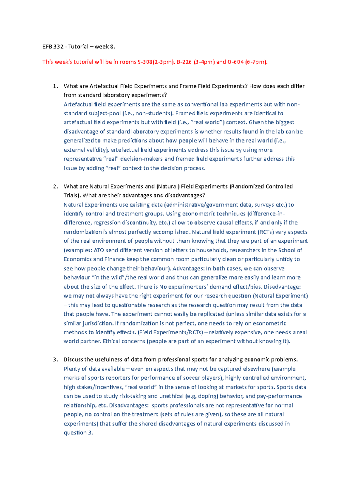Tutorial Week 8 w answers - EFB 332 - Tutorial – week 8. This week’s ...