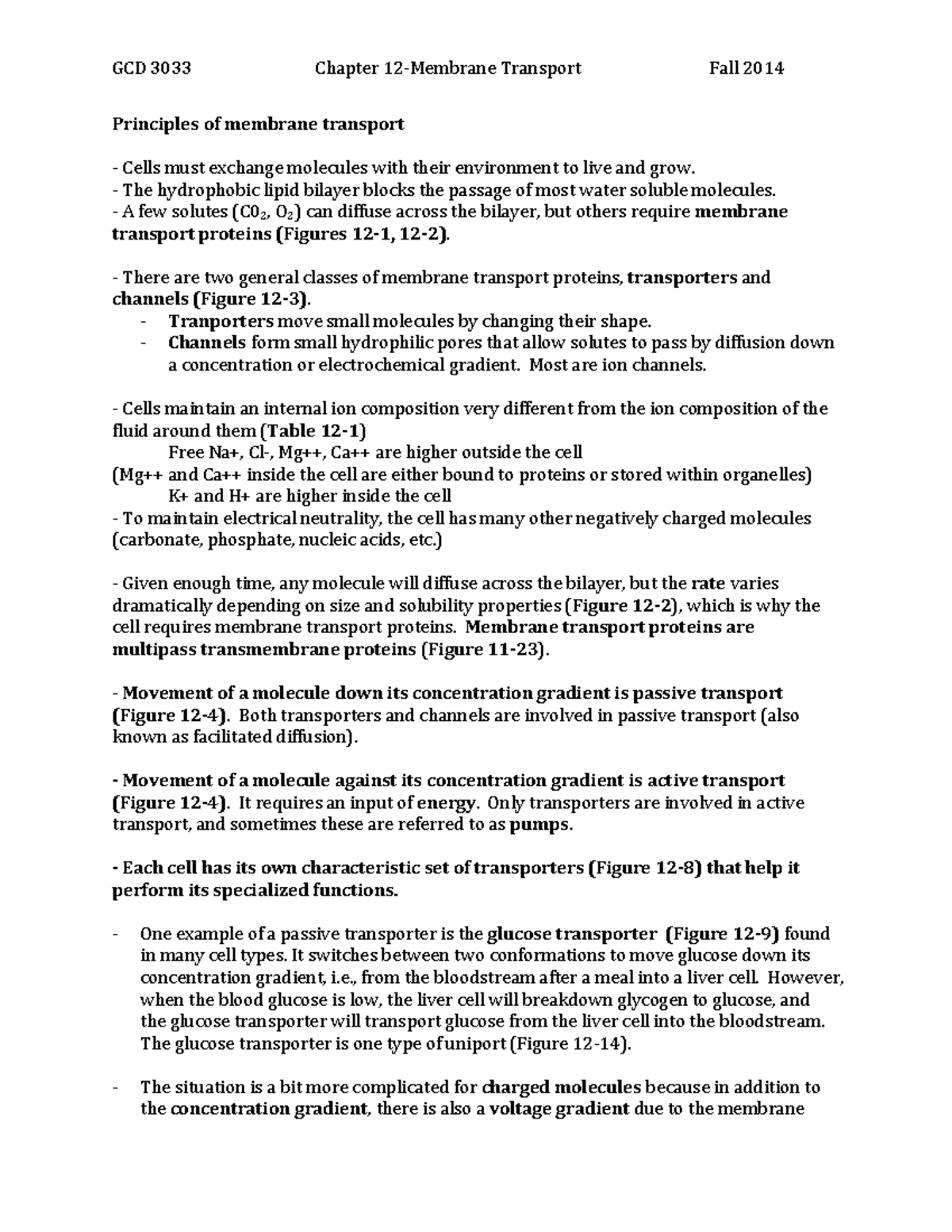 Ch12-Membrane Transport-F14 - Principles of membrane transport ...