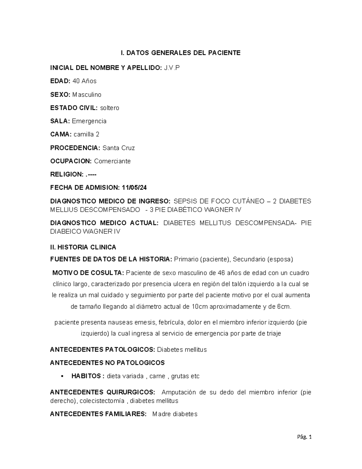 PAE-Apuntes de como hacer un Historial clínico - I. DATOS GENERALES DEL ...