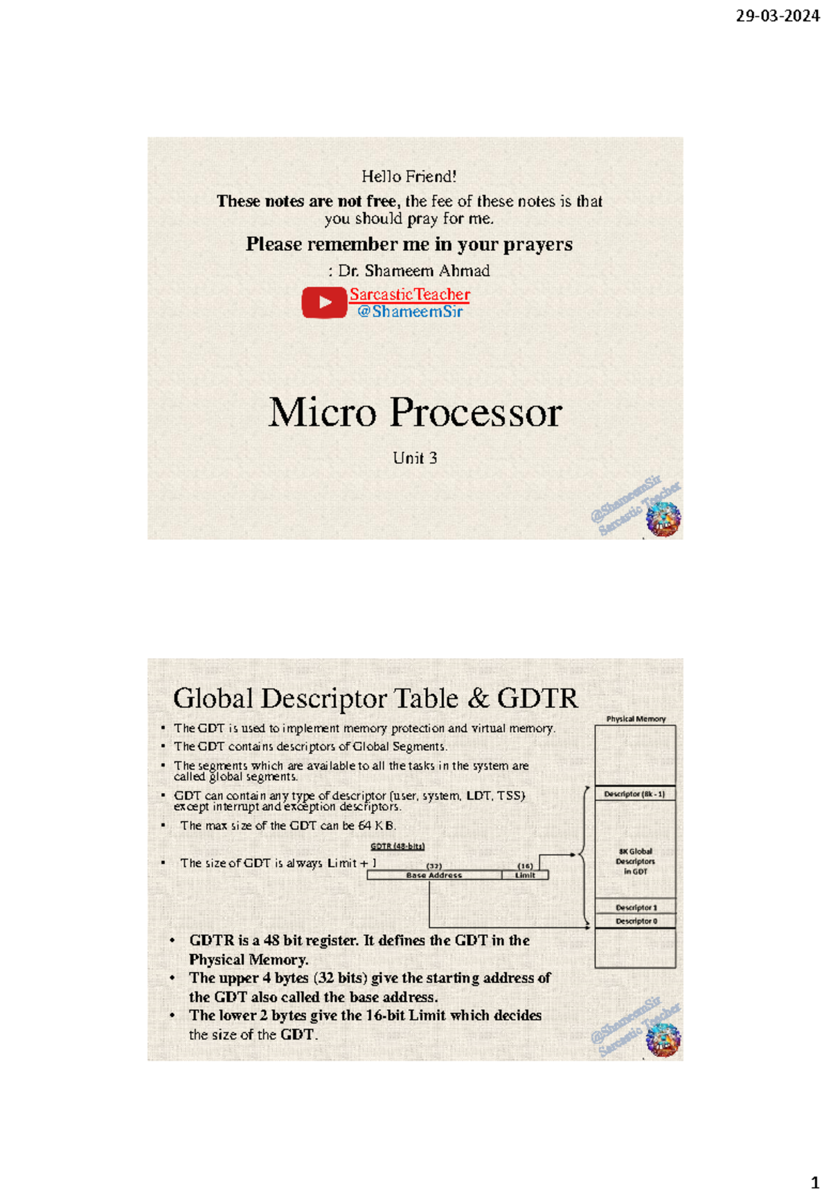 MP unit 3 oneshot - Micro Processor Unit 3 Hello Friend! These notes ...