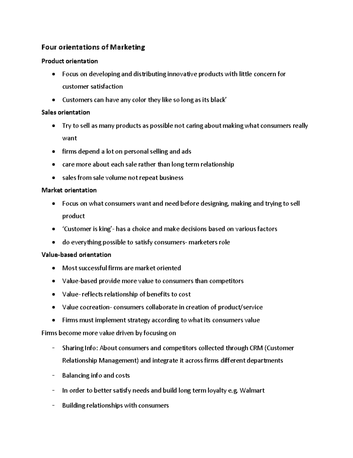 Four orientations of Marketing - Four orientations of Marketing Product orientation - Focus on ...