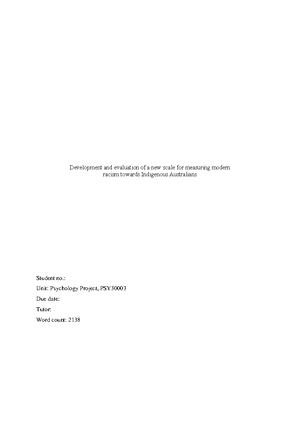 Labreport scale dev - Scale Development and Validation: Measures of Optimism Swinburne Online ...