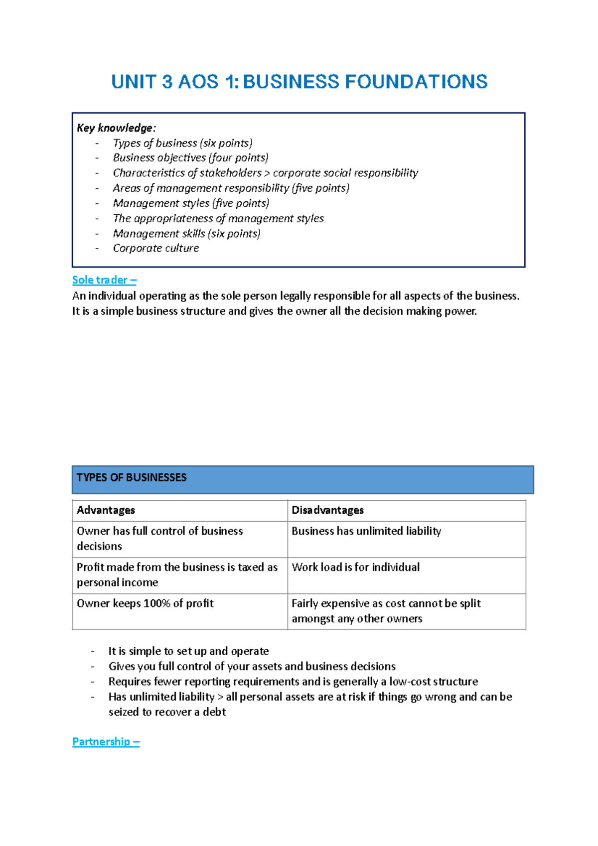 Unit 3 AOS 1 - Business Foundations - UNIT 3 AOS 1: BUSINESS ...