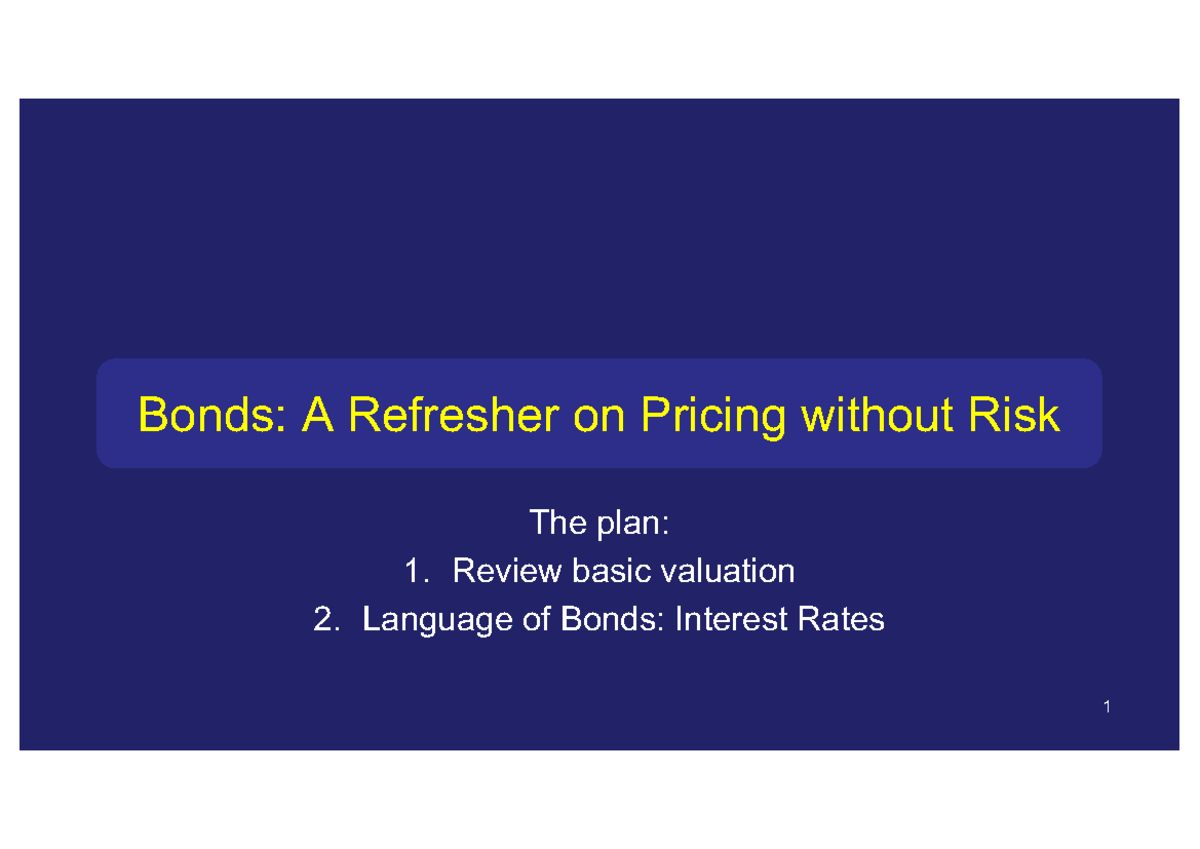 Investment Lecture 1 - FNCE30001 - Unimelb - StuDocu