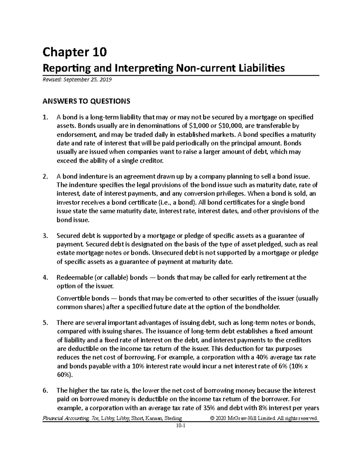 Libby 7ce SM Ch10 Final R - Chapter 10 Reporting and Interpreting Non-current Liabilities ...