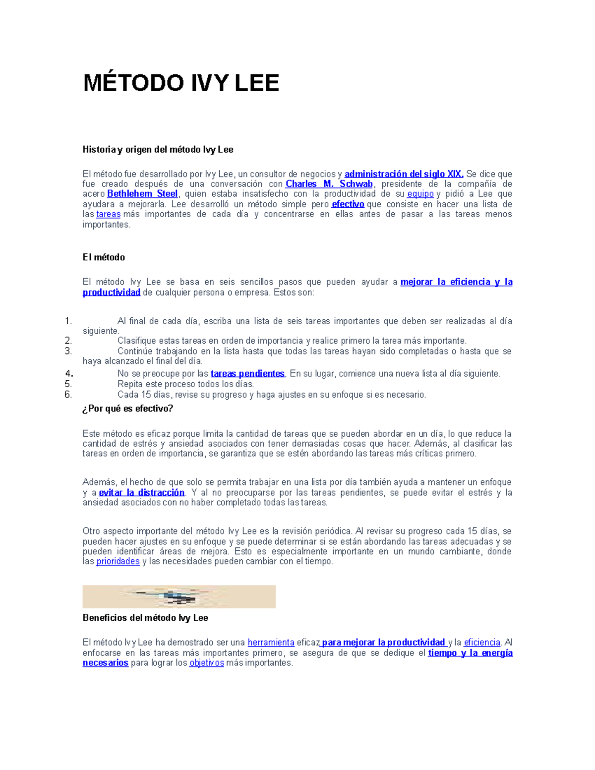 Metodo IVY LEE - tiempo - MÉTODO IVY LEE Historia y origen del método ...